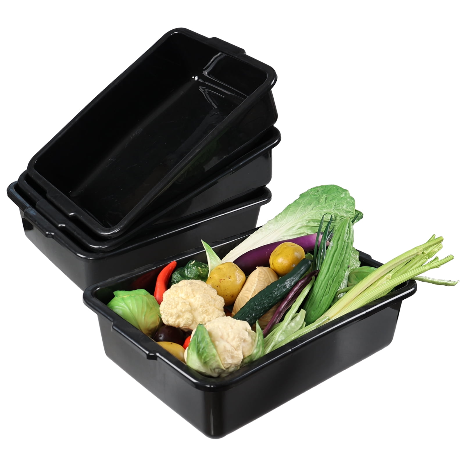 Hynomiky 4-Pack 22 L Plastic Commercial Bus Box Tub, Restaurant Dish ...