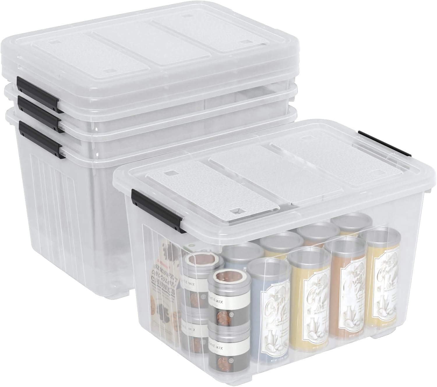 Hynomiky 70 L Clear Storage Bin with Wheels, Extra Large Plastic ...