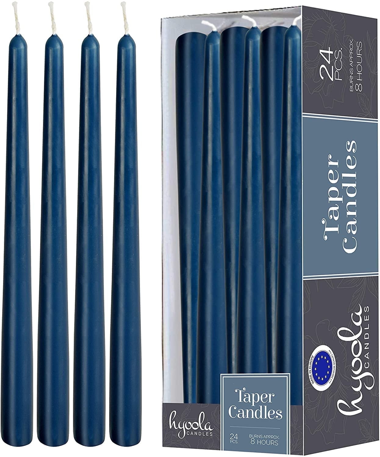 Hyoola 10" Midnight Blue Dripless European Made Taper Candles ...