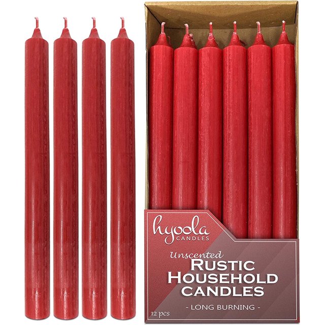 Hyoola 10" Rustic Robin Red Dripless Dinner Candles Unscented Paraffin ...