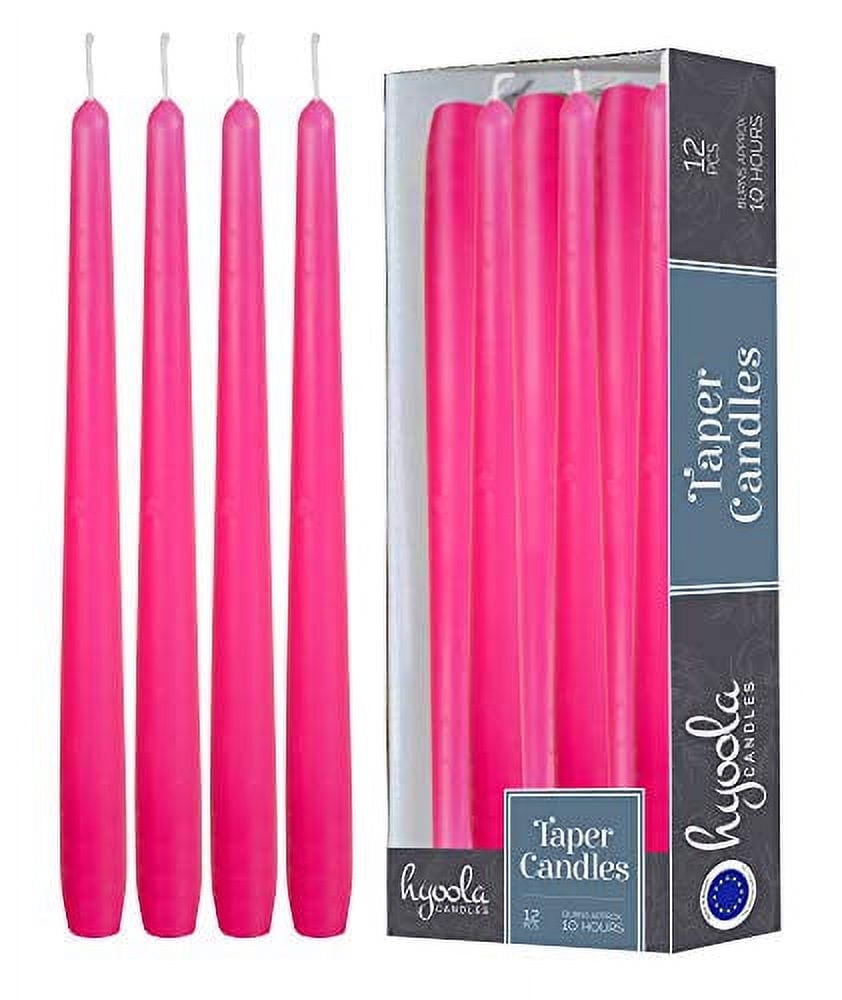 Hyoola 12" Fuchsia Pink Dripless European Made Taper Candles, Unscented ...