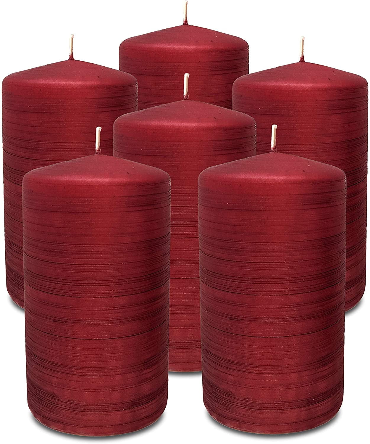 Hyoola, 2.75 x 5 Unscented Rubin Red Brushed Metallic Rustic Pillar ...