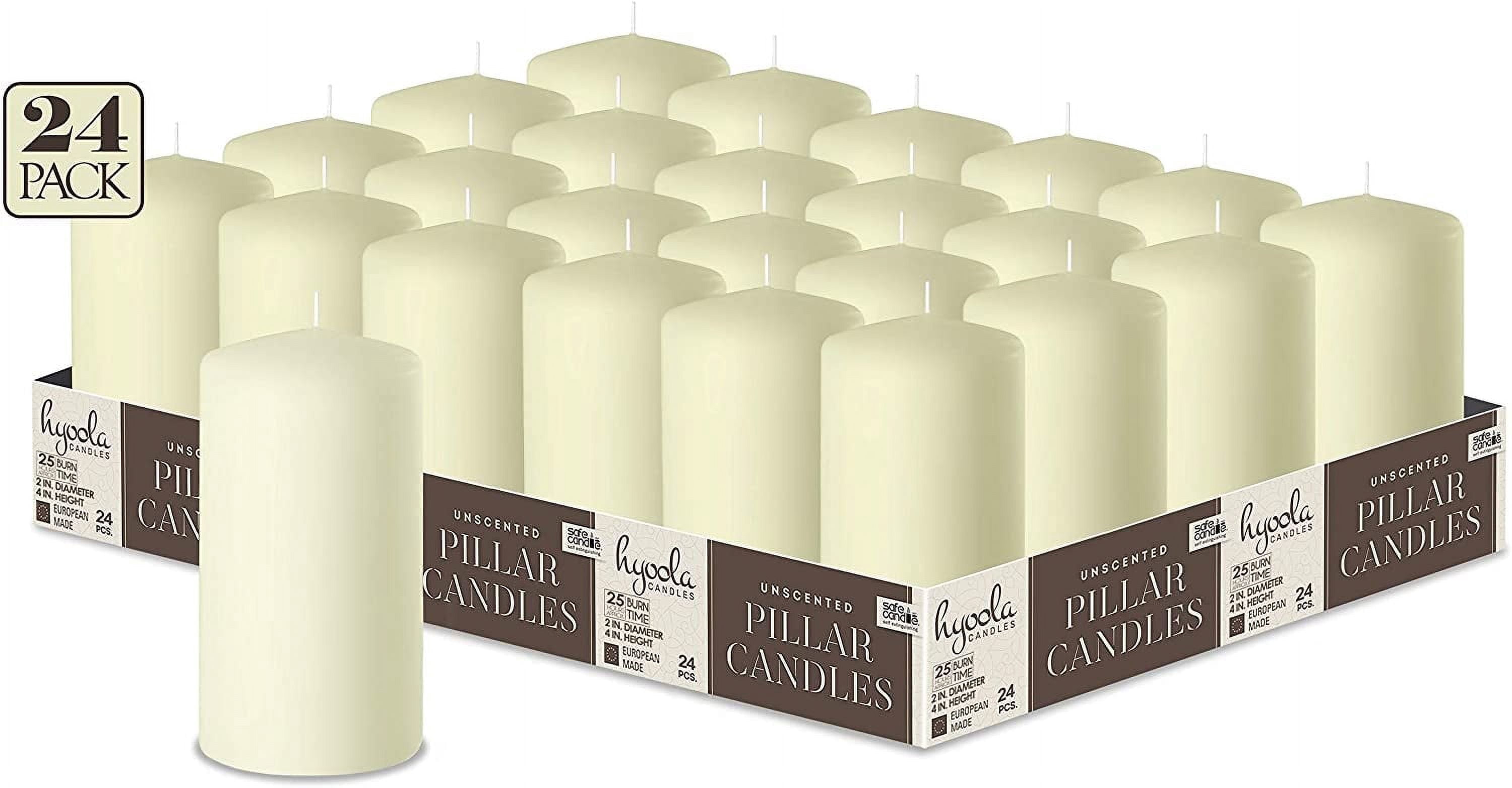 Hyoola 2 x 3 Ivory Unscented European Made Pillar Candles, Dripless ...