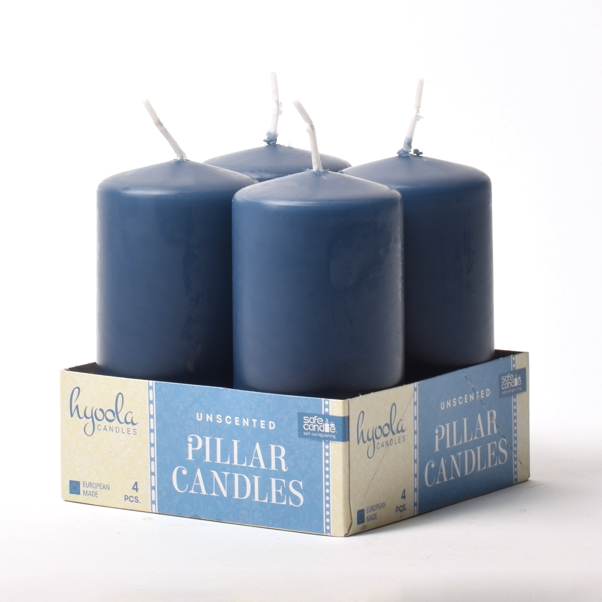 Hyoola Long Burning 2 x 4 Midnight Blue Pillar Candles, Dripless, Unscented, 4-Pack - Walmart.com