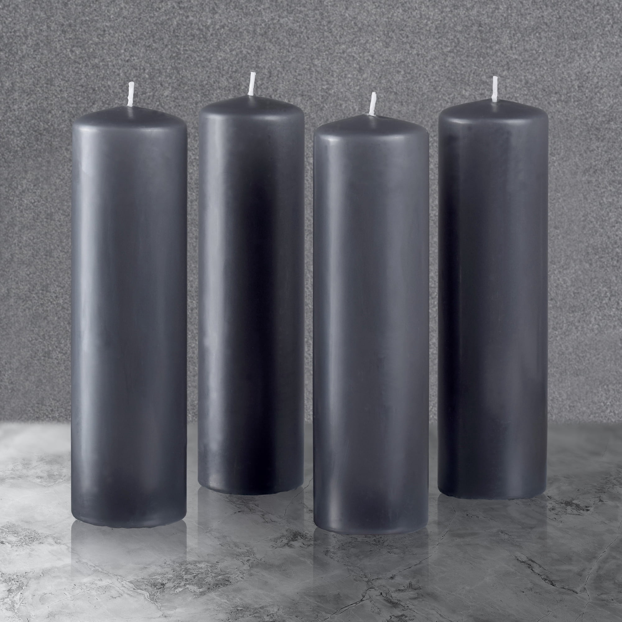 Hyoola Dark Grey 2 x 8 Unscented, Dripless, Long-lasting Pillar Candles ...