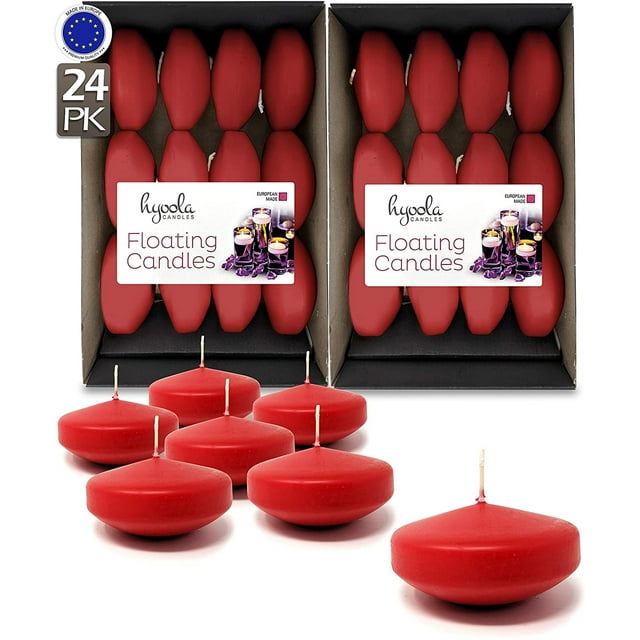 Hyoola 3 inch Round Unscented Red European Made Floating Candles ...
