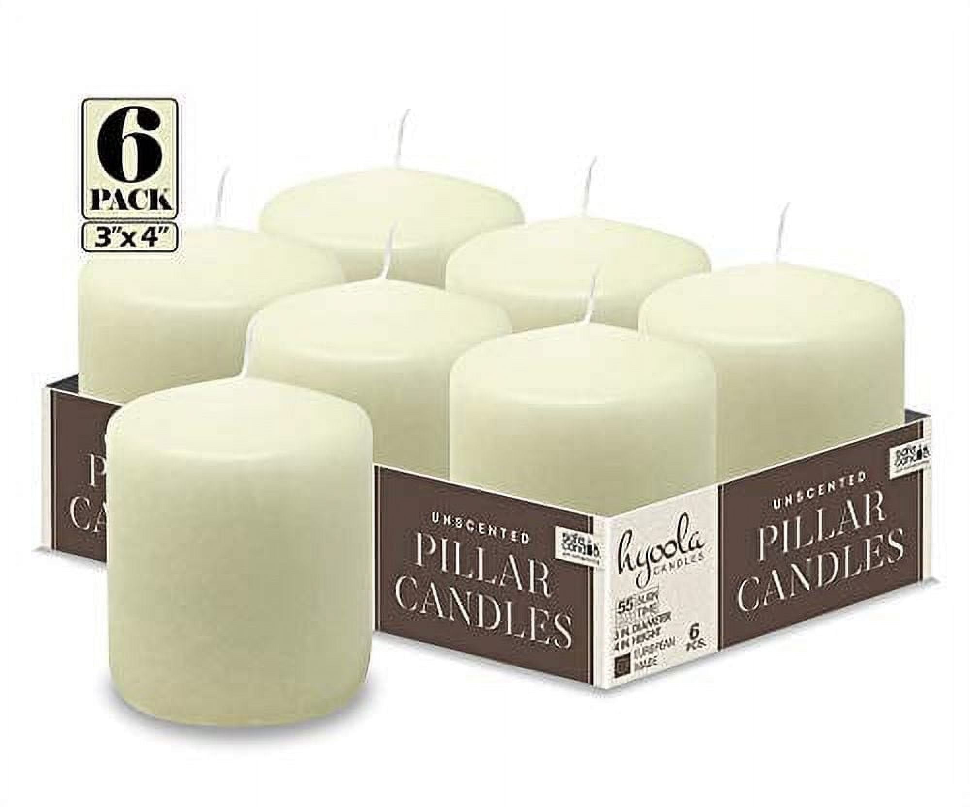 Hyoola 3 x 4 Ivory Unscented European Made Pillar Candles, Dripless ...