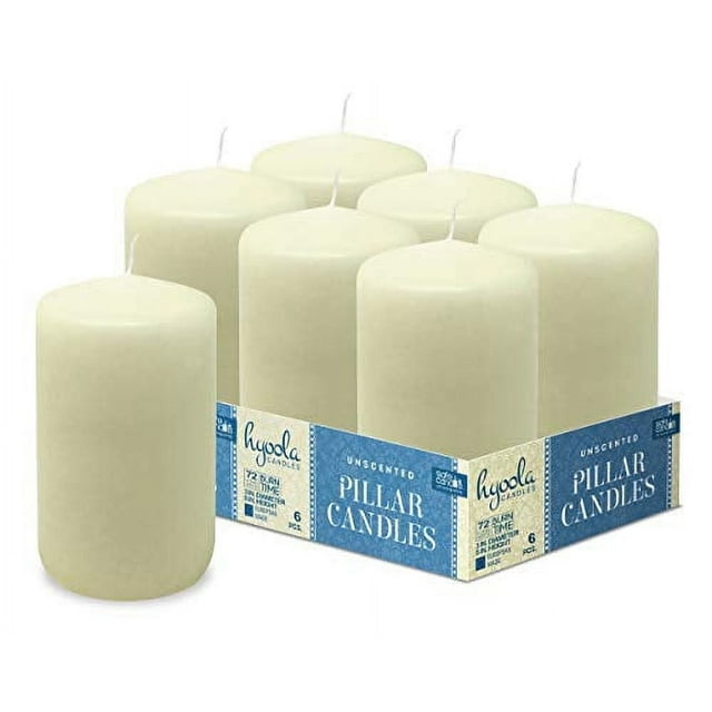 Hyoola 3 x 5 Ivory Unscented European Made Pillar Candles, Dripless ...