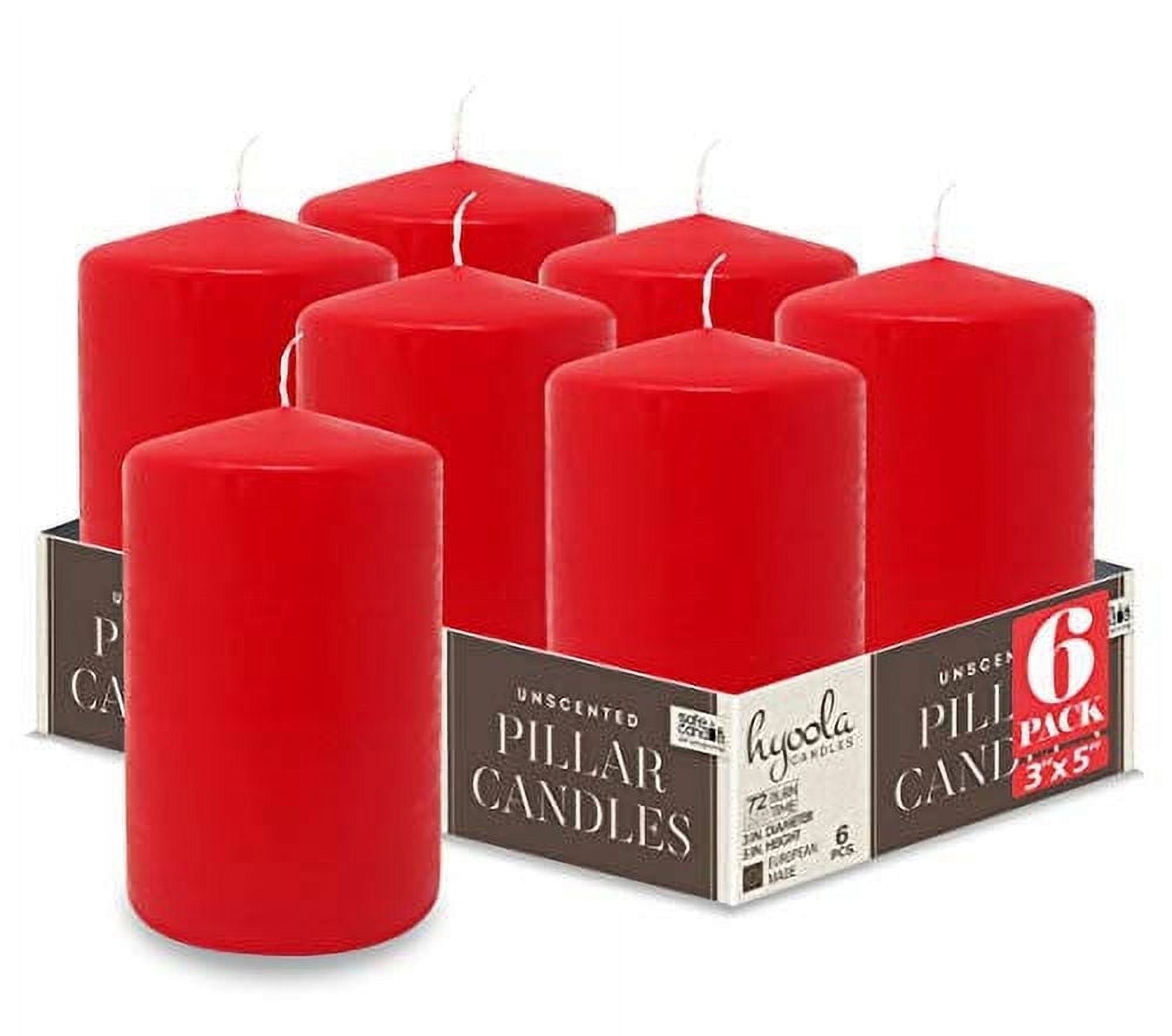 Hyoola 3 x 5 Red Unscented European Made Pillar Candles, Dripless ...
