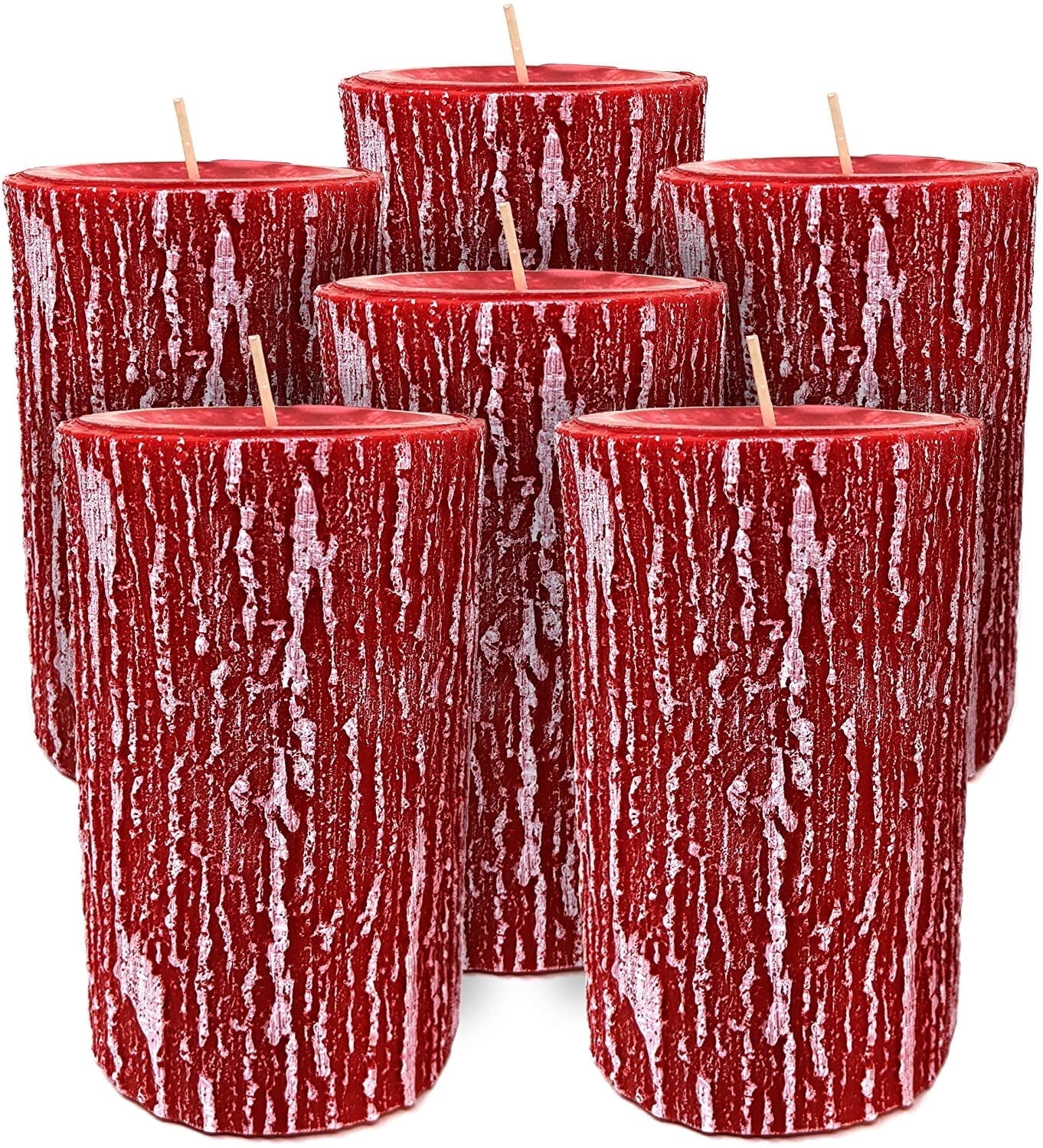 Hyoola 3 x 5 inch Rubin Red Unscented Rustic Timberline Pillar Candles ...
