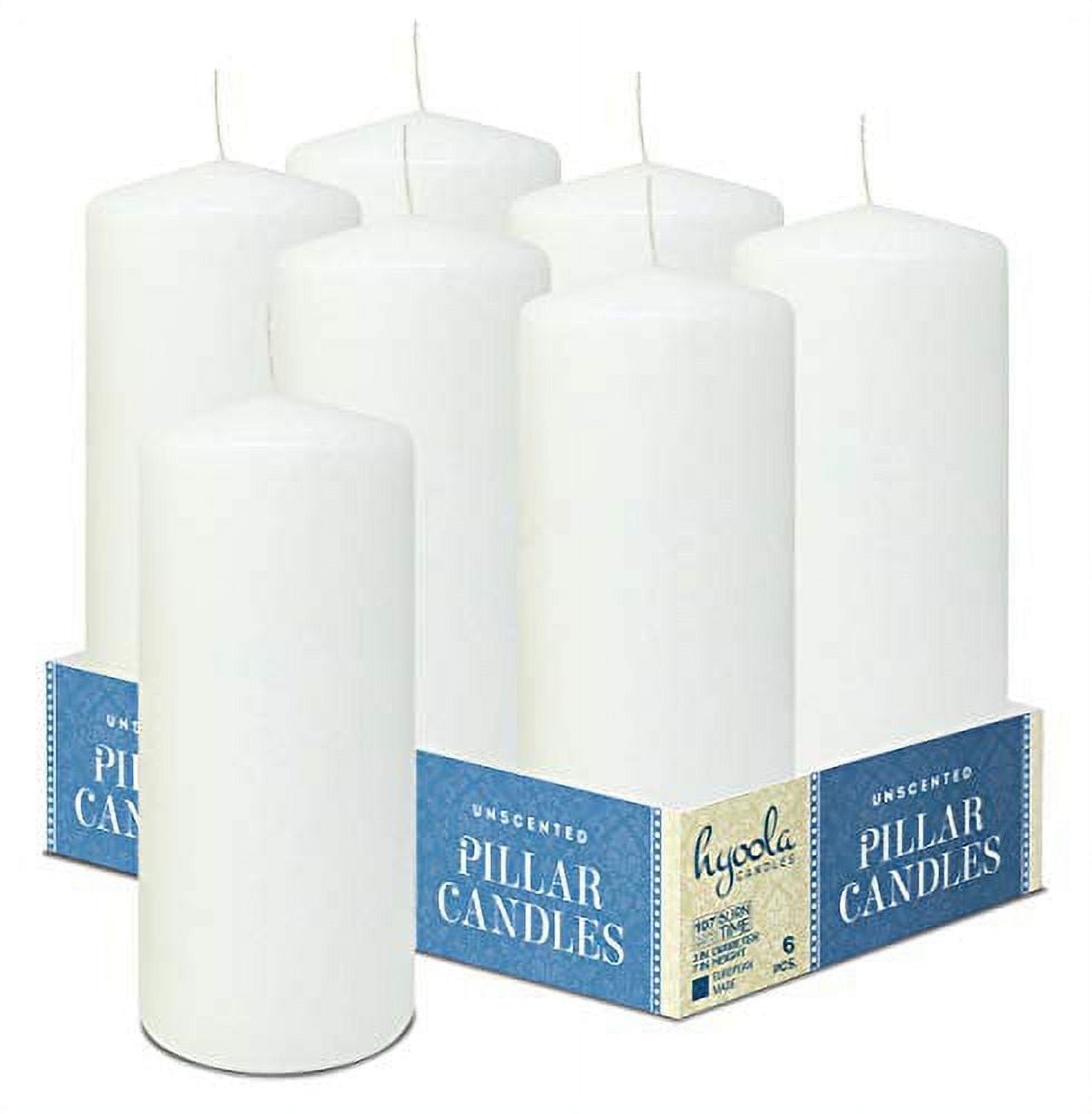 Hyoola 3 x 7 White Unscented European Made Pillar Candles, Dripless ...