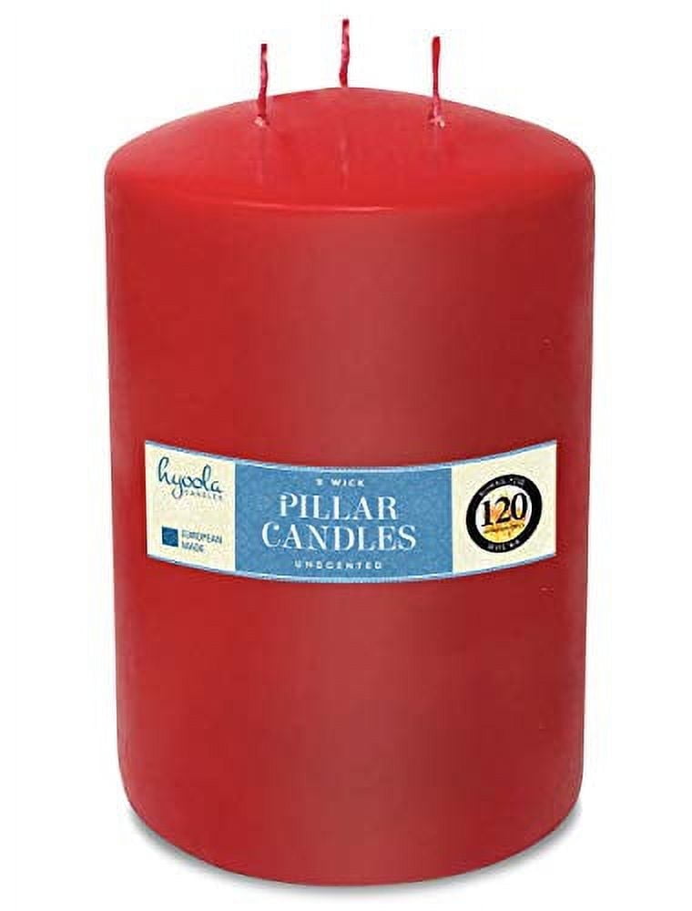 Hyoola 4.75" x 8" Red Unscented European Made 3-Wick Pillar Candles ...