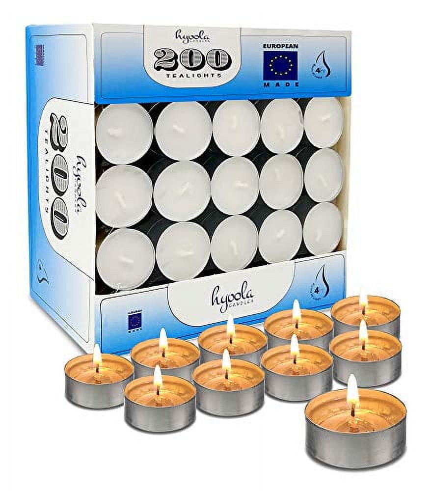 Hyoola, Unscented Wax Tealight Candles, 200 Pack, 4-Hour Burn Time ...