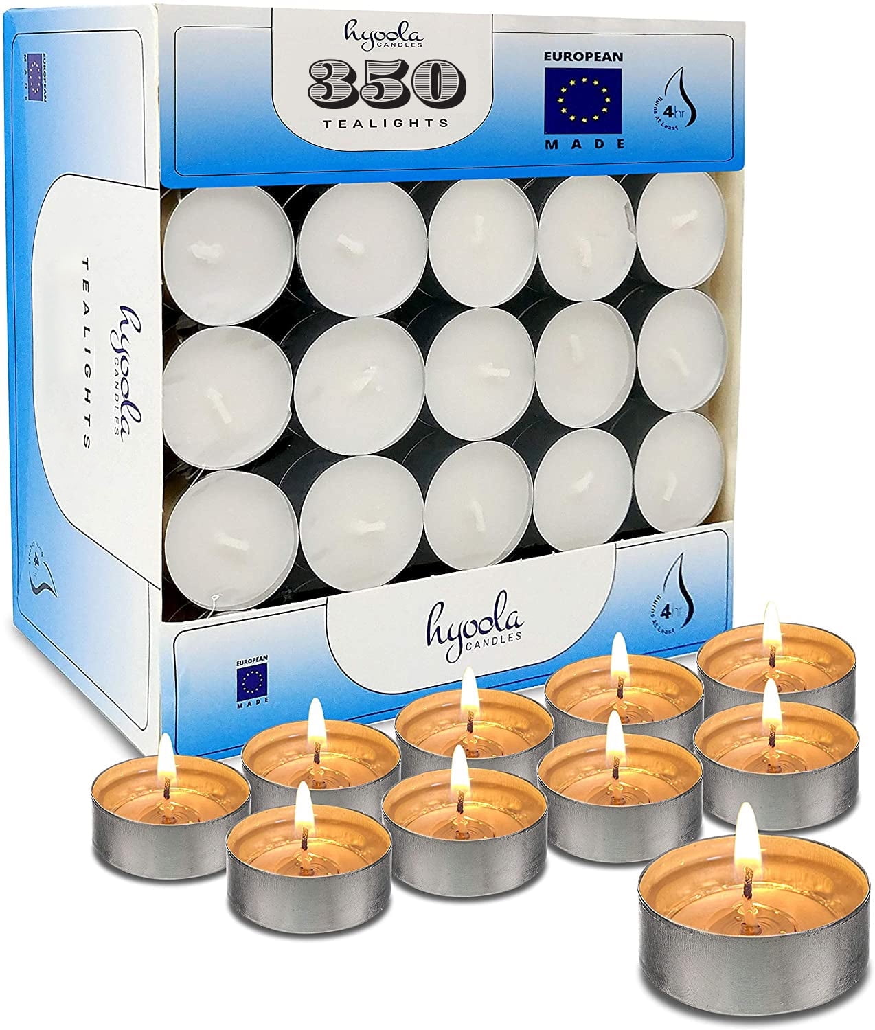 Hyoola 4hr Burn Natural Unscented Tealights - European Quality, Palm ...
