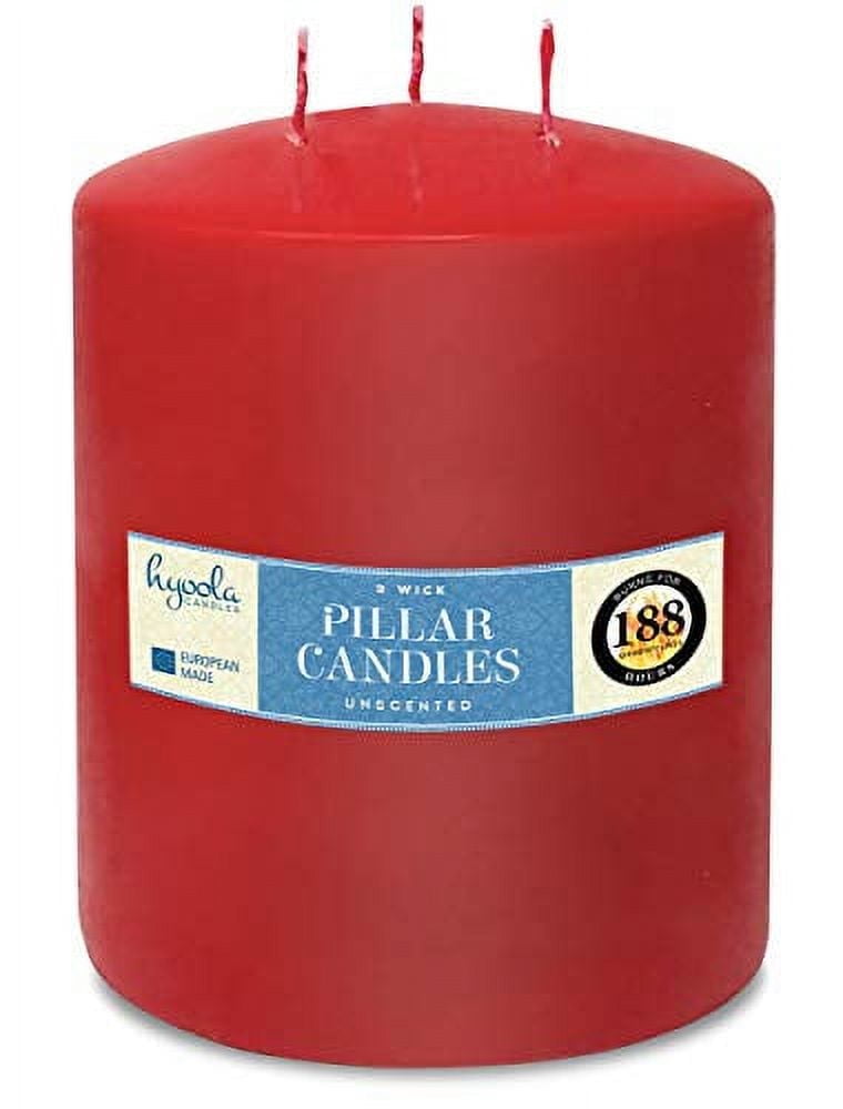 Free Shipping! Hyoola 6" x 8" Red Unscented European Made 3-Wick Pillar ...