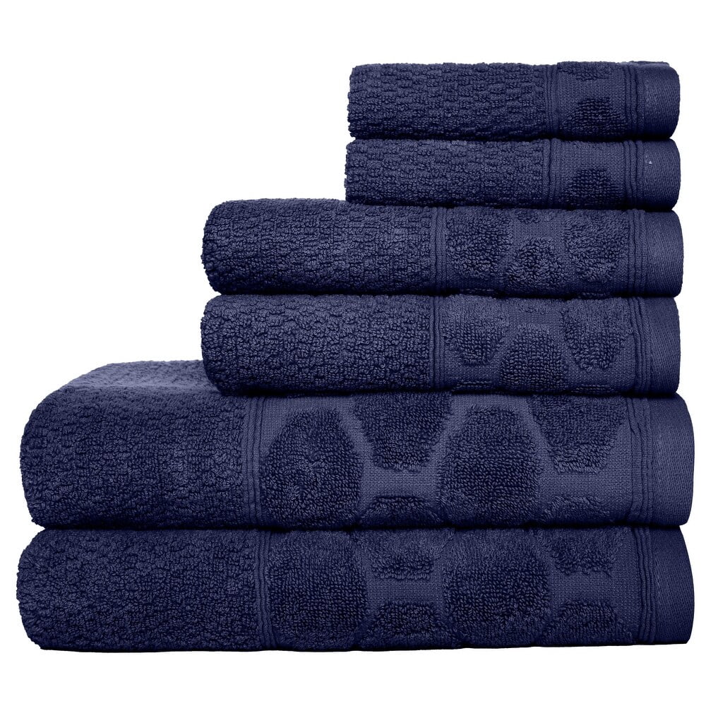 Hyped Wildwood Popcorn Texture Cotton Towels & Washcloths, Navy Peony ...