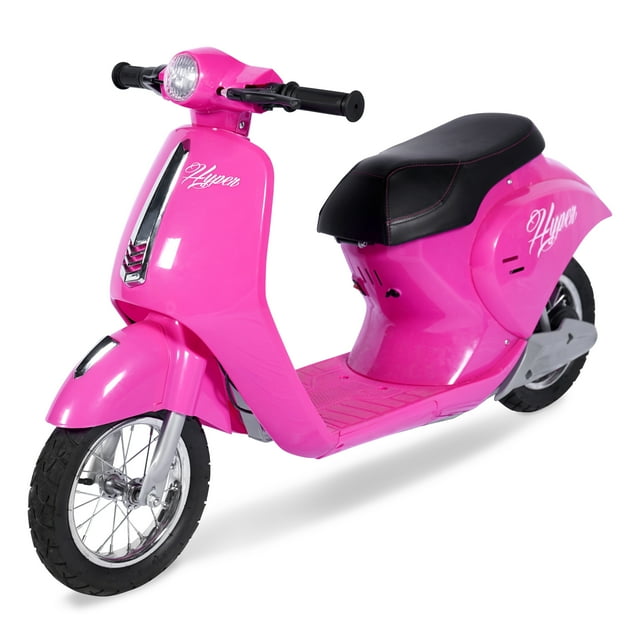 Hyper 24V Retro Battery Powered Electric Scooter, Easy Twist Throttle, Pink, Ages 13+, Speed 14 ...