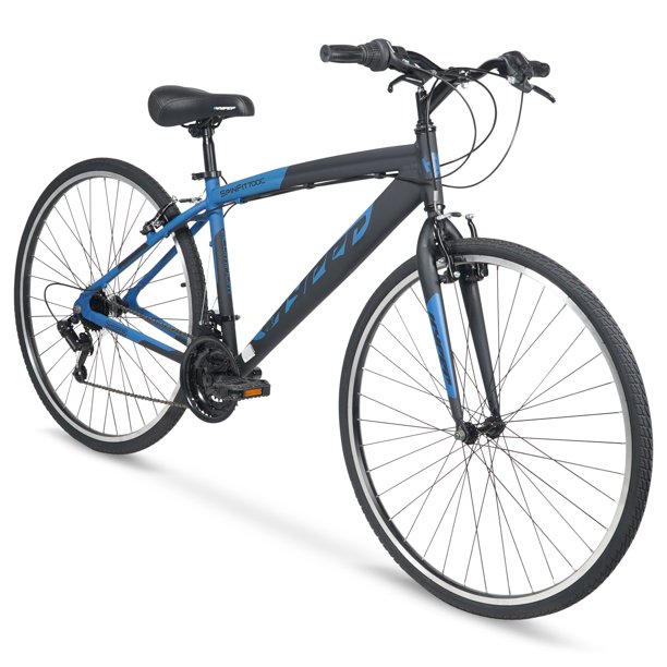 Hyper Brand Bicycle 700c Men's Spin Fit Hybrid Bike, Black and Blue ...