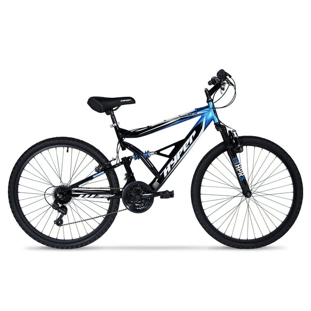 Hyper Bicycles Men's 26" Shocker Mountain Bike, Black/Blue - Walmart.com