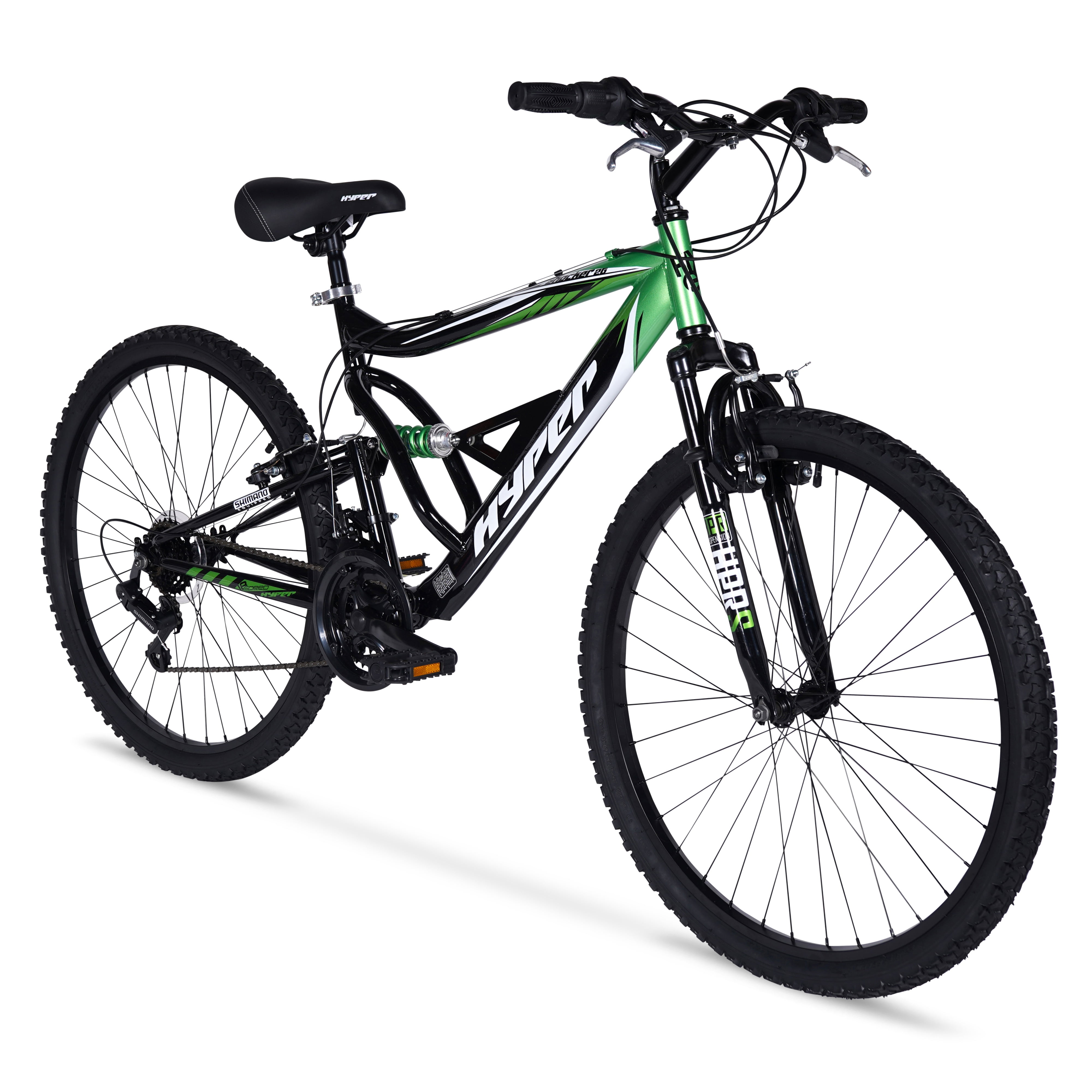Hyper Bicycles Men's 26" Shocker Mountain Bike, Black/Green - Walmart.com