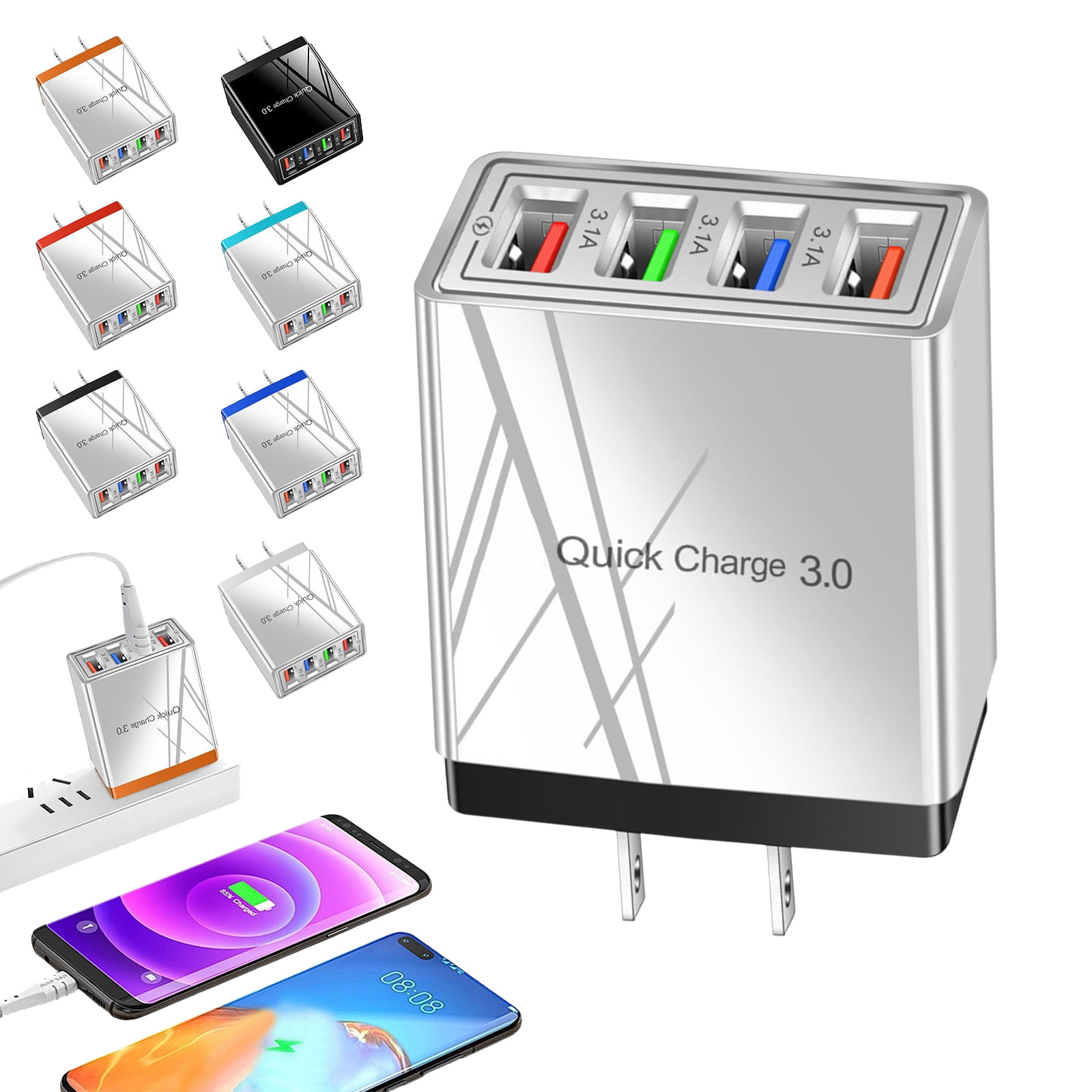 Hyper Charge Pro Charger, 4-Port USB Charger, Quick Charge 3.0 Hub with ...
