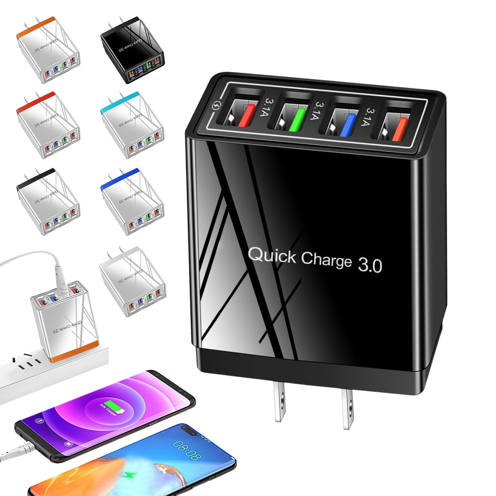 Hyper Charge Pro Charger, 4-Port USB Charger, Quick Charge 3.0 Hub with ...