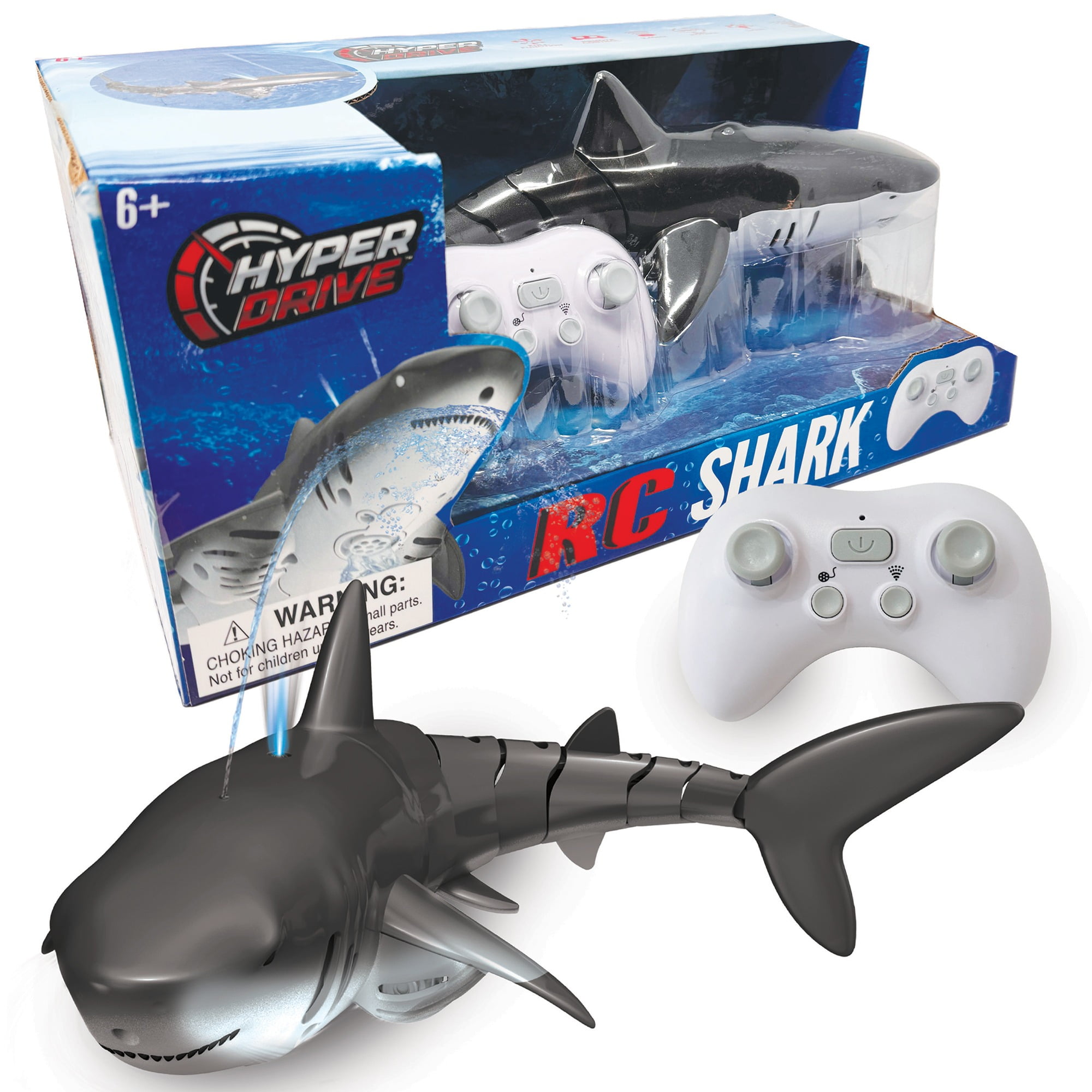 Hyper Drive: RC Shark - Gray - Light Up Remote Control Swimming Shark ...