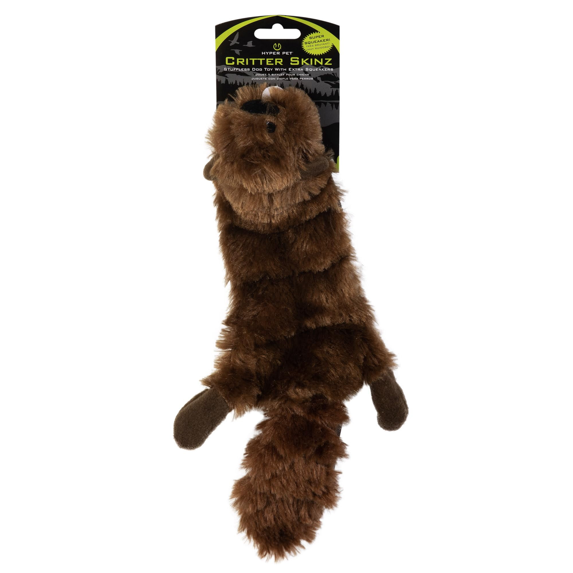 Hyper Pet Critter Skinz Stuffless Plush Beaver Super Squeaky Dog Toy ...
