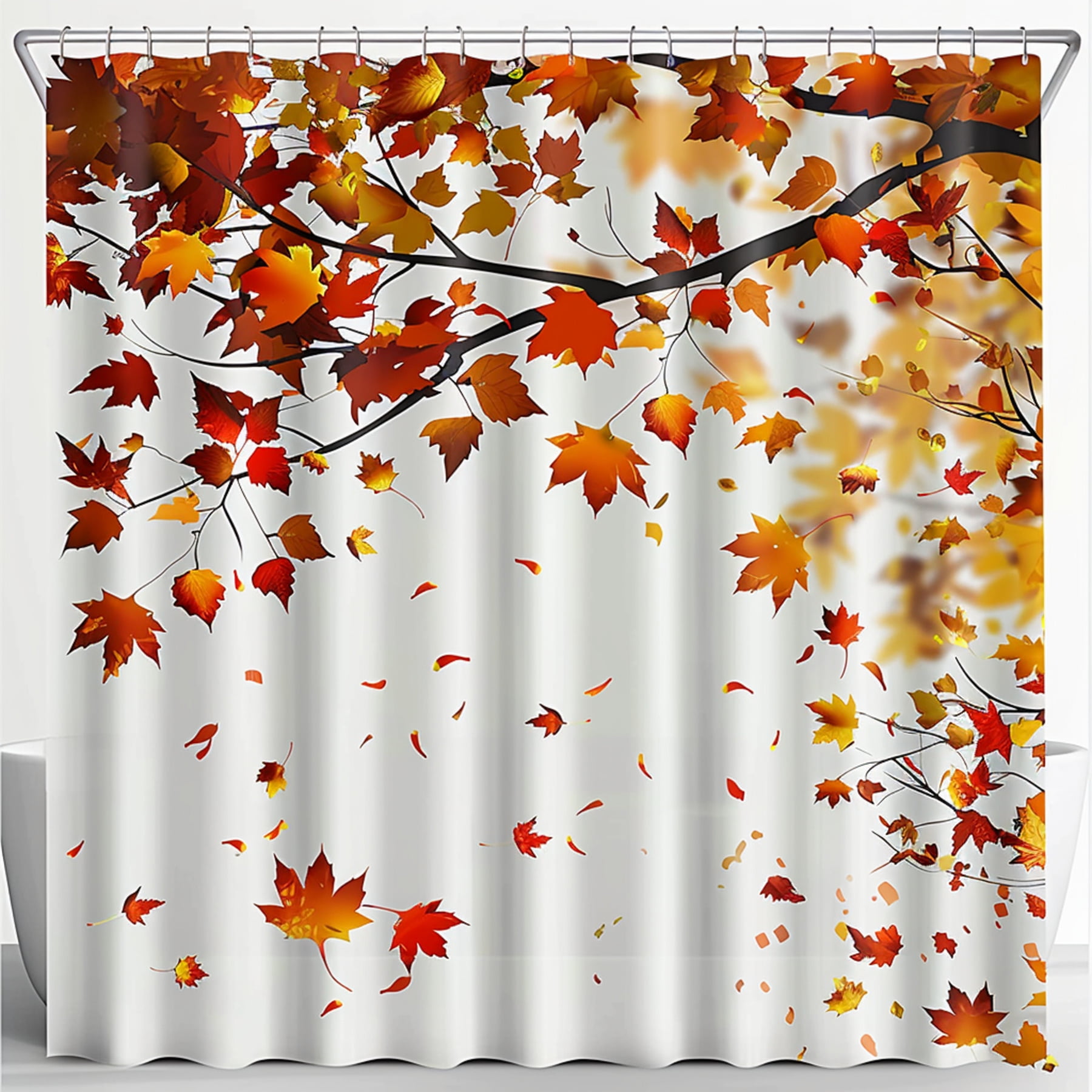 Hyper Realistic Autumn Leaves Shower Curtain White Background Vibrant ...