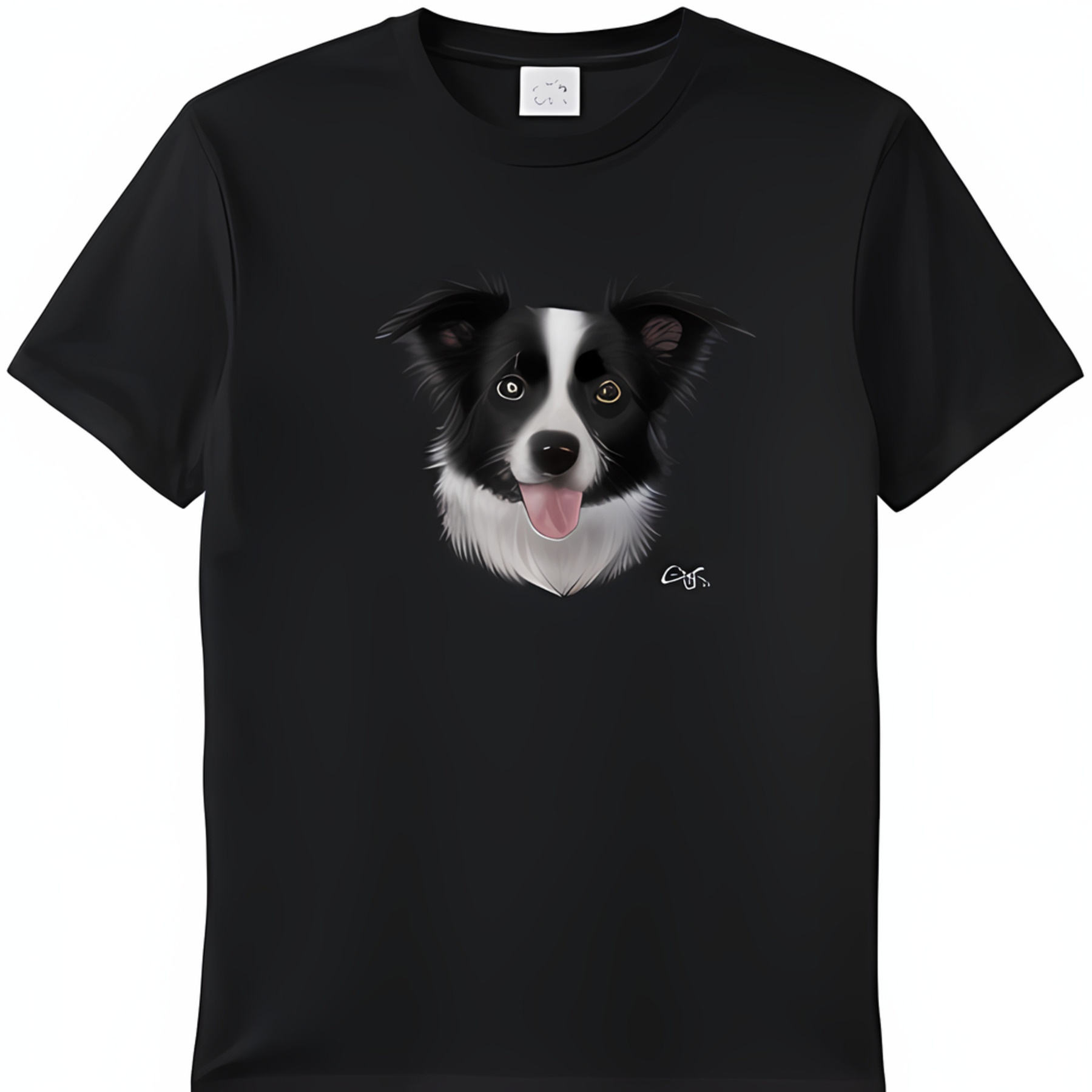 Hyper Realistic Border Collie Graphic Black T-Shirt: Professional ...
