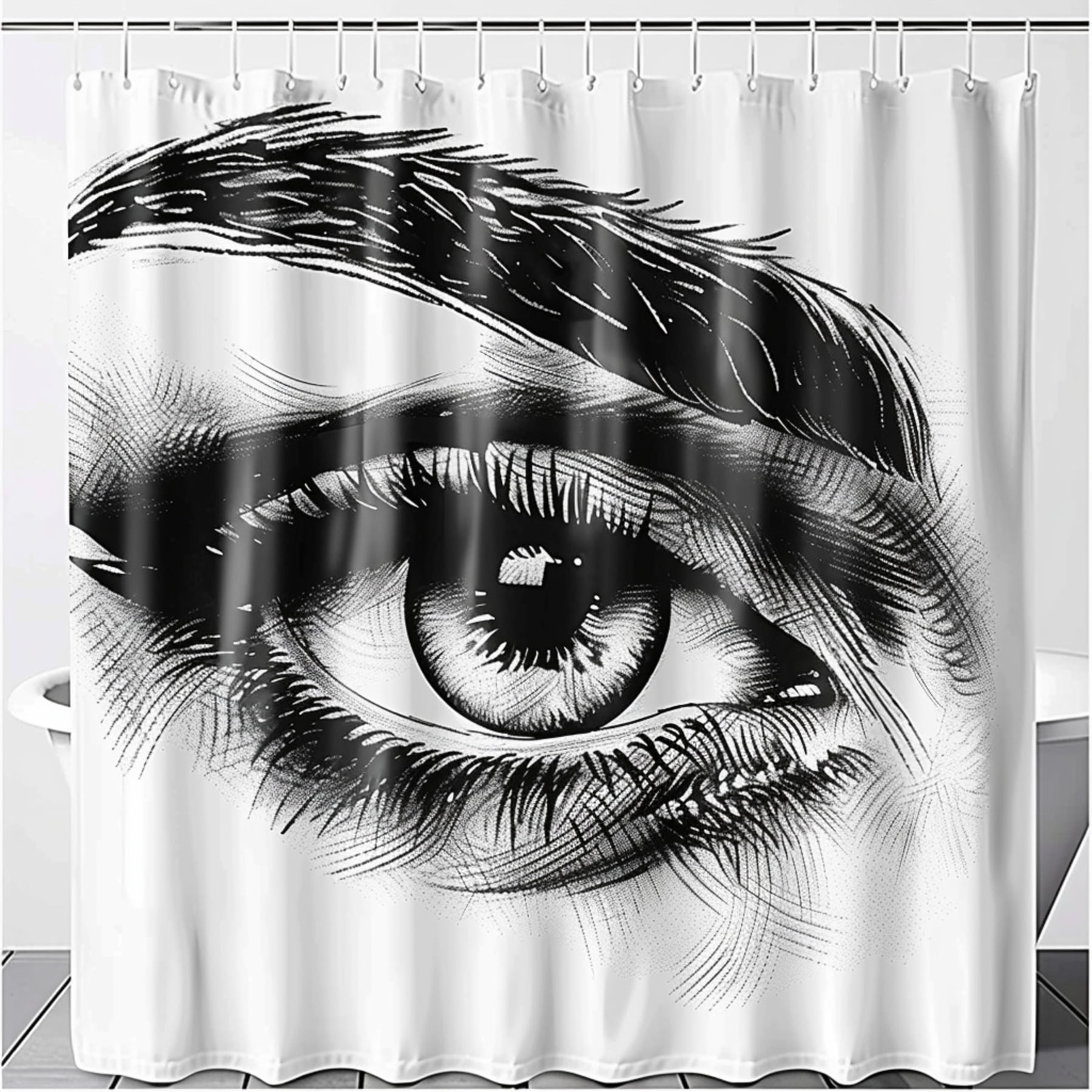 Hyper Realistic Eye Design Bathroom Shower Curtain Black and White work ...