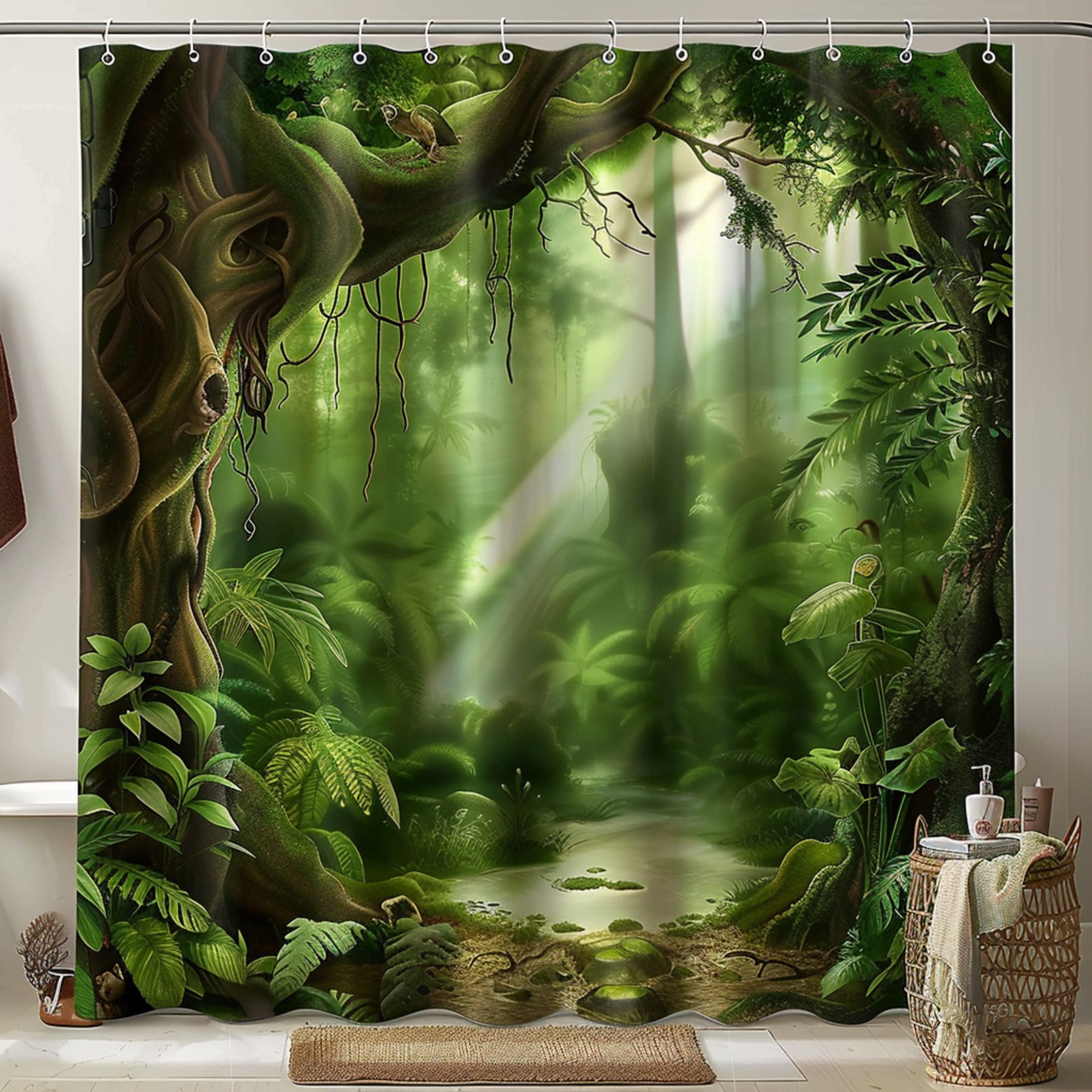 Hyper Realistic Fantasy Forest Rainforest Shower Curtain Vibrant Design ...