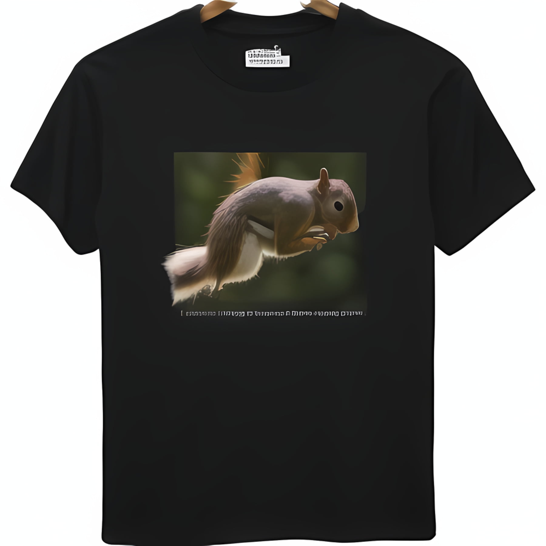 Hyper Realistic Flying Red Squirrel Design on Black T-Shirt Colorful ...