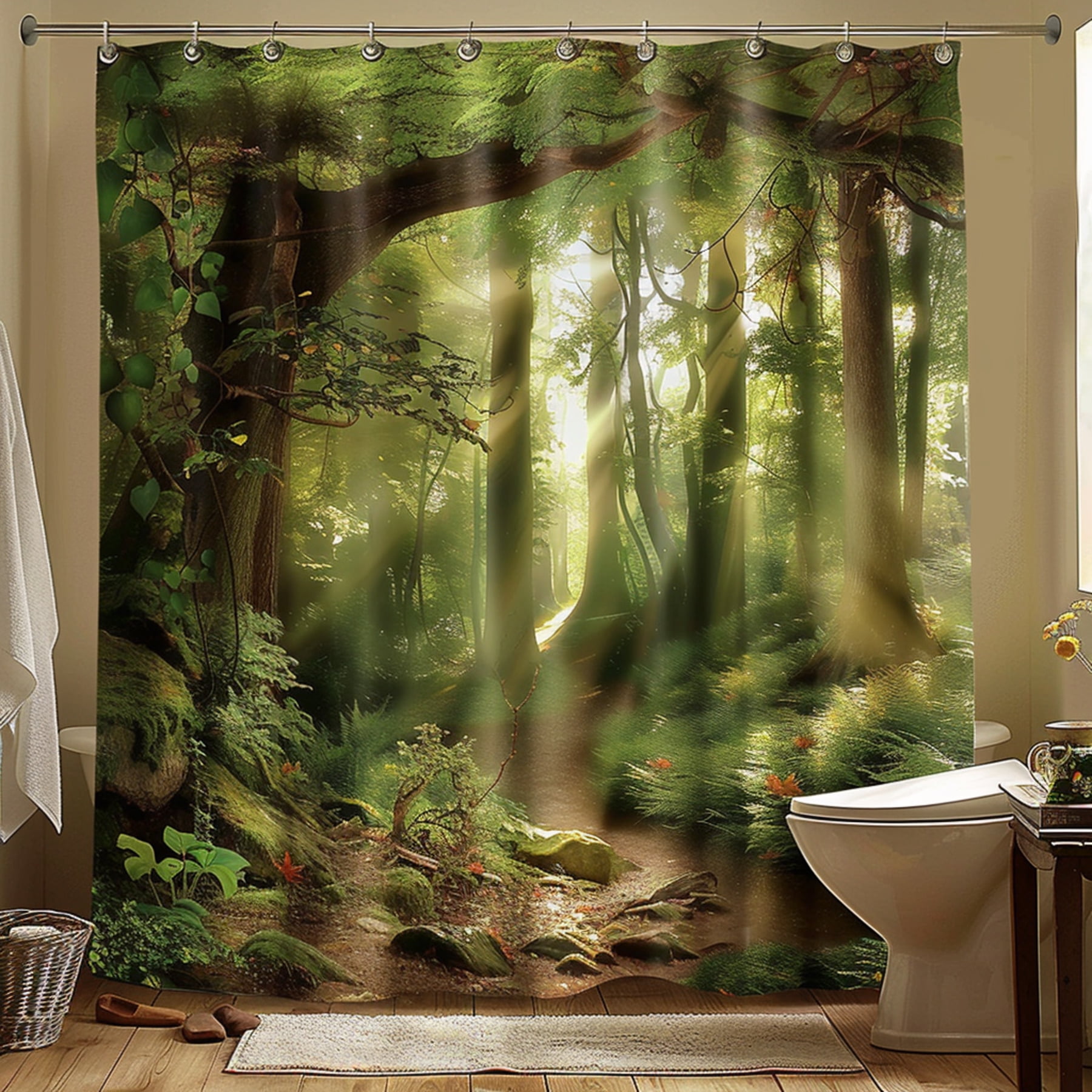 Hyper Realistic Forest Landscape Shower Curtain Detailed Nature Scene ...