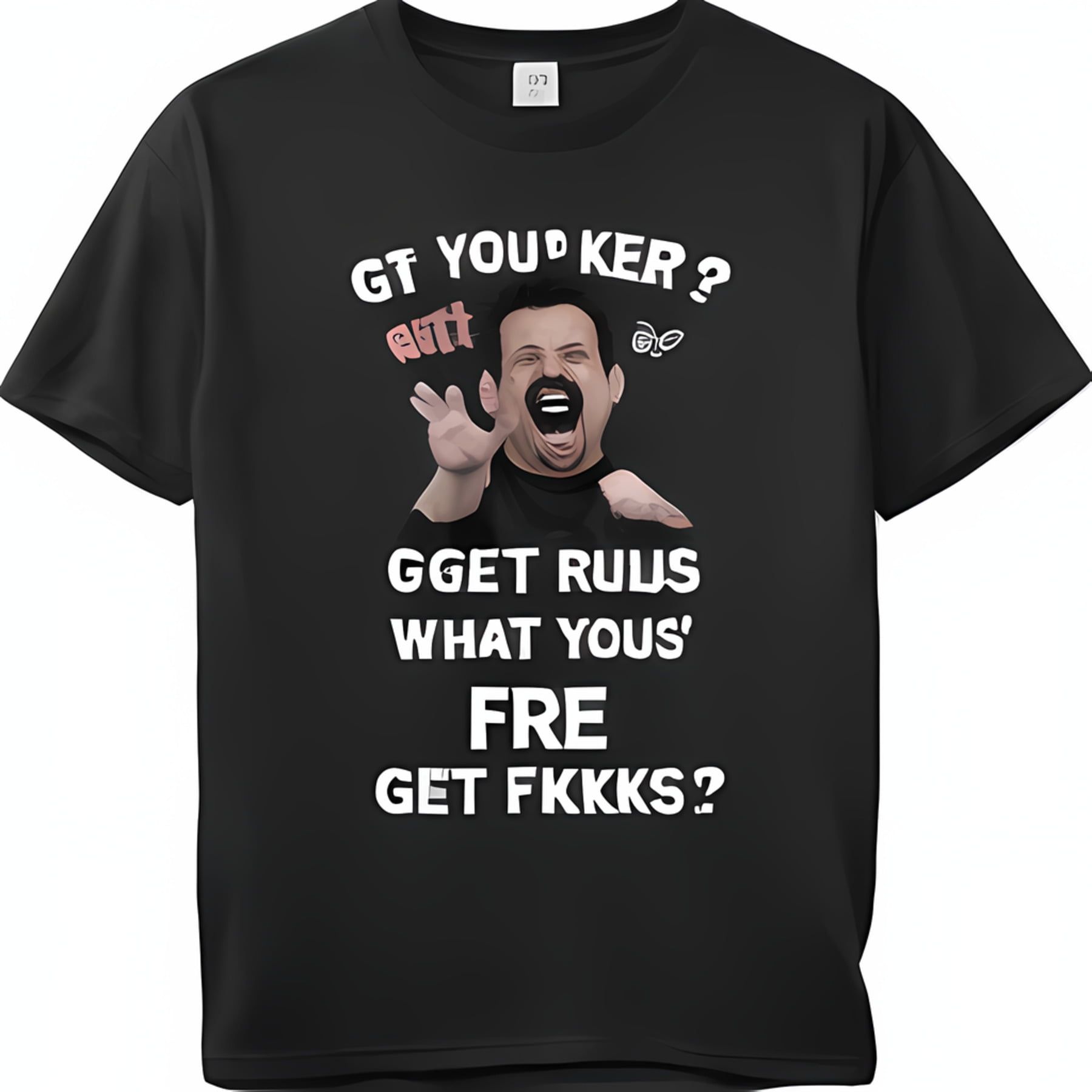 Hyper Realistic Funny Cartoon Character Print Black T-Shirt Unique ...