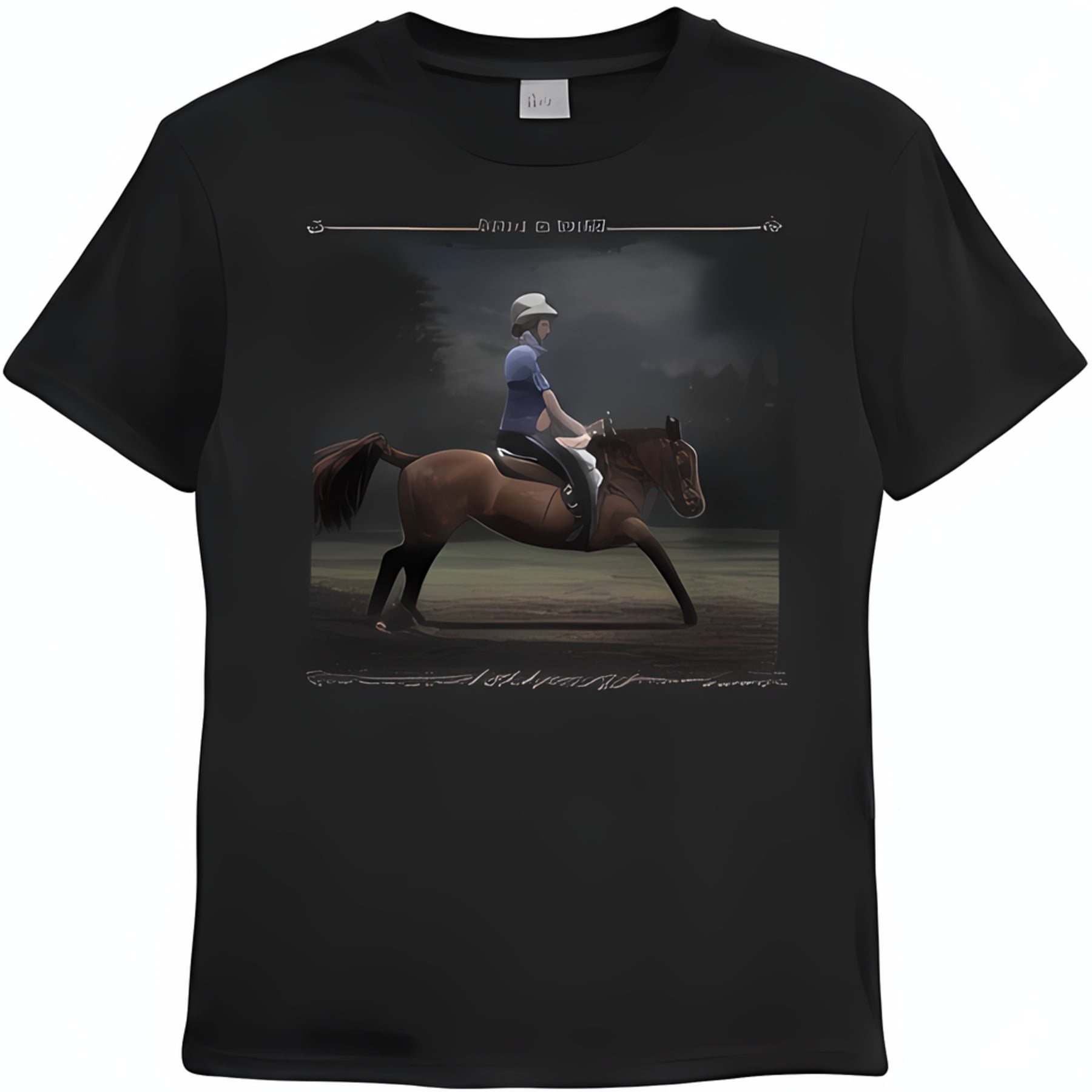 Hyper Realistic Horse Riding T-Shirt Design with Detailed Illustration ...