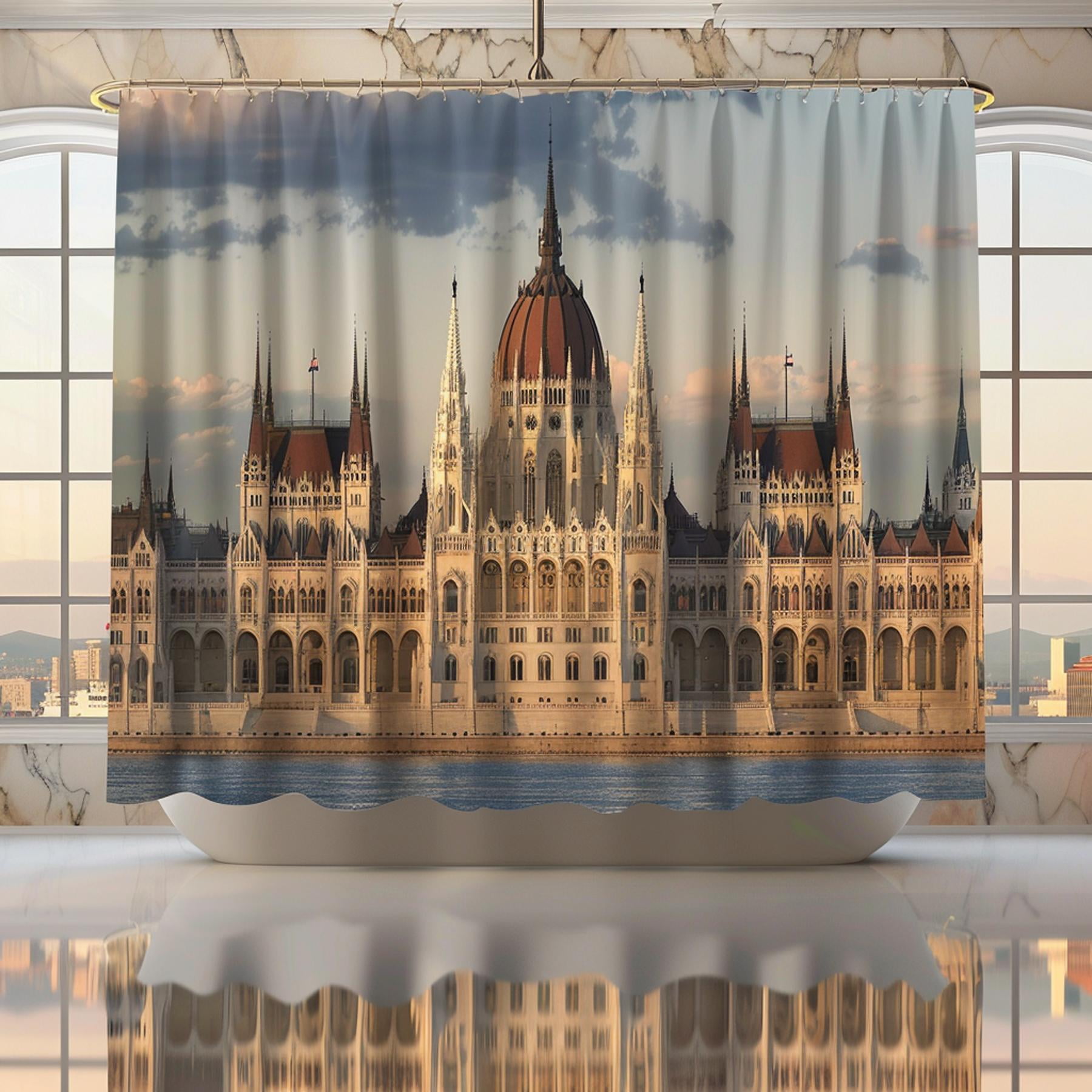 Hyper Realistic Hungarian Parliament Building Shower Curtain Detailed ...