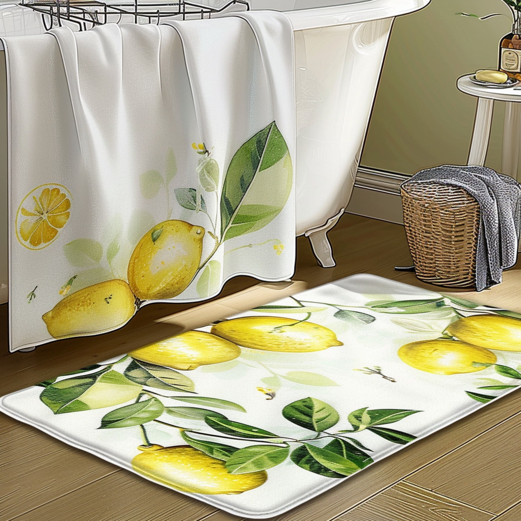 Hyper Realistic Lemon Bathroom Decor Set Shower Curtain Home Interior ...