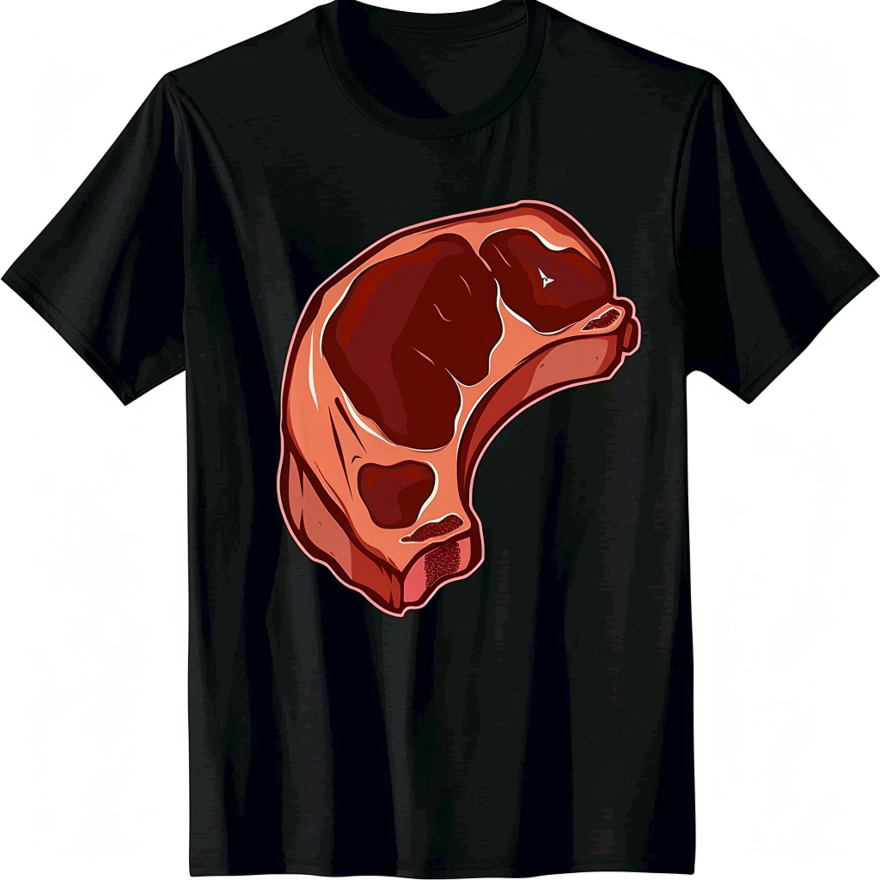 Hyper Realistic Meat Graphic T Shirt Cartoon Style High Detail 5 Colors ...