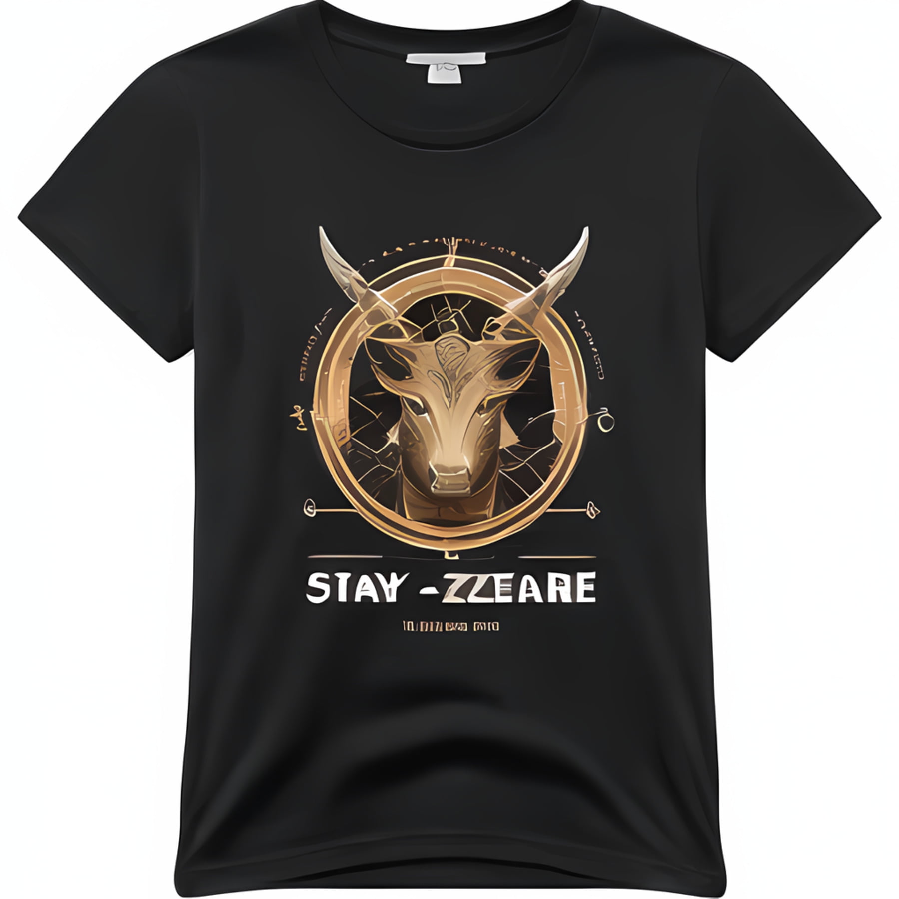 Hyper Realistic Sign Black T-Shirt with Gold Logo t Design Full Body ...