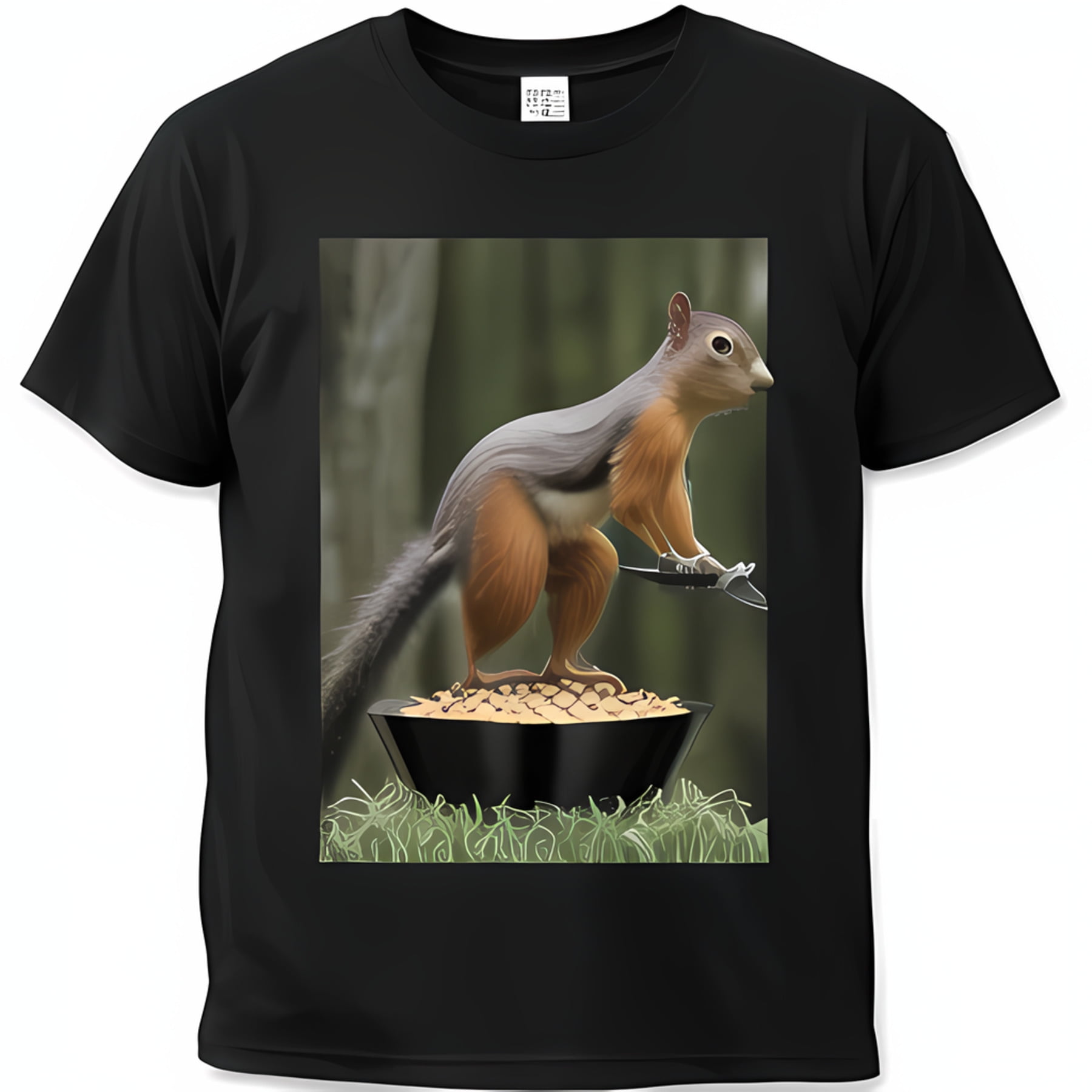 Hyper Realistic Squirrel Chest Graphic Black T-Shirt Design Detailed ...