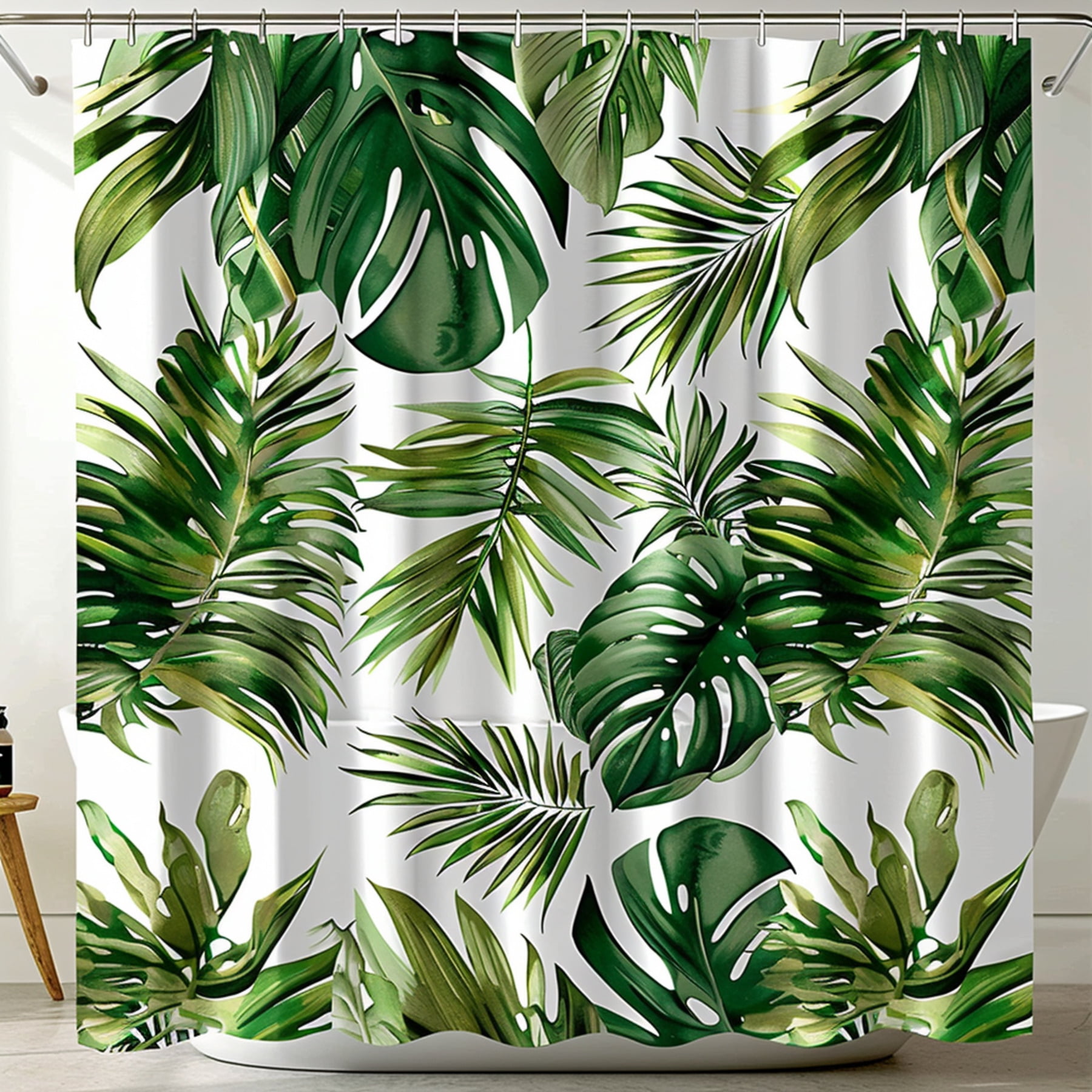 Hyper Realistic Tropical Rainforest Shower Curtain White Background