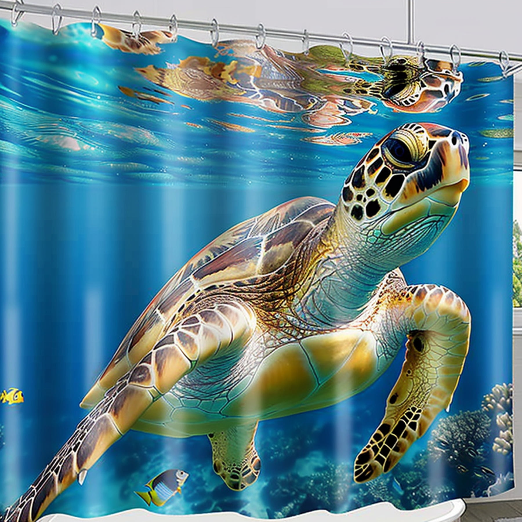 Hyper Realistic Turtle Ocean Bathroom Curtain Unique Shower Curtain For
