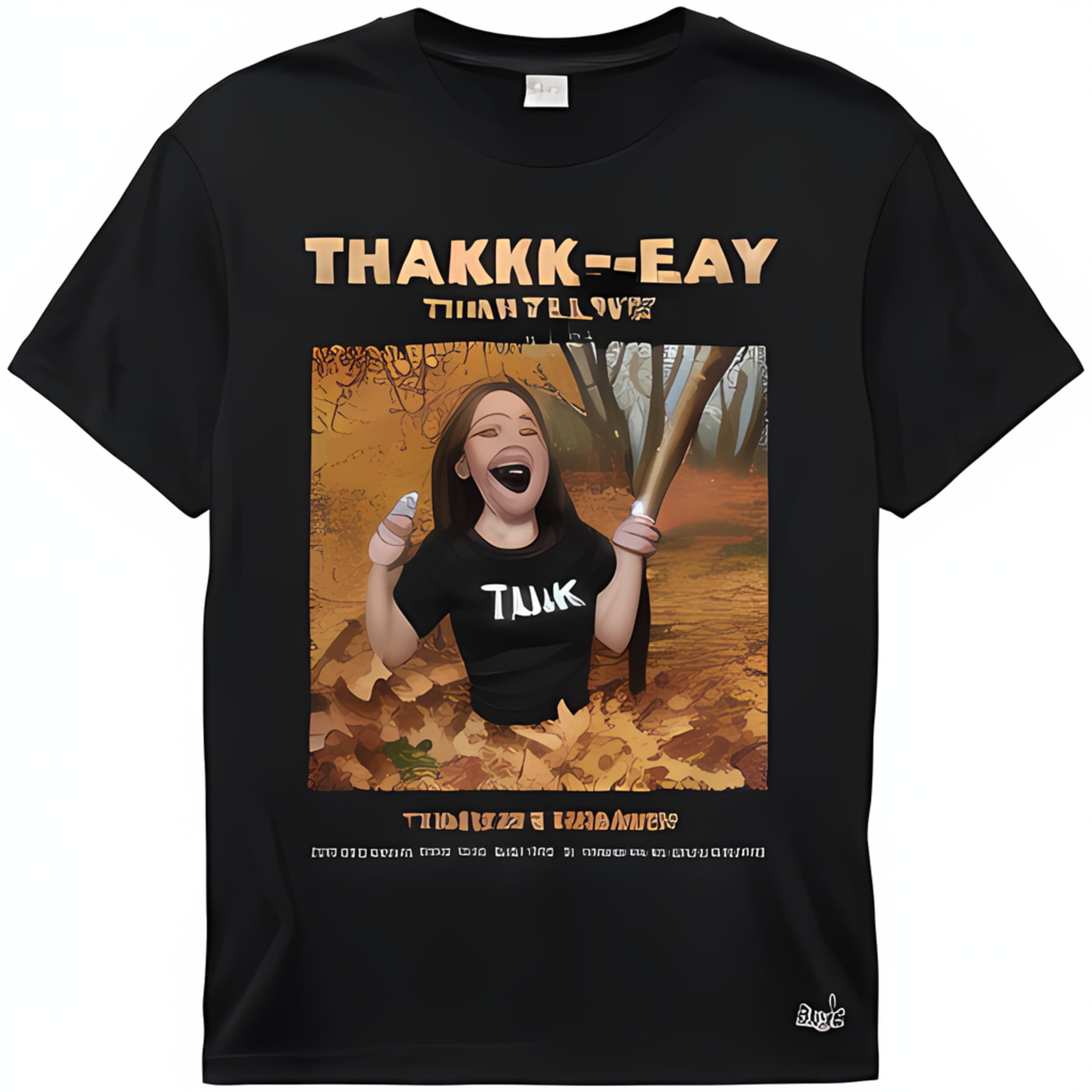 Hyper Realistic Vector Illustration Black T-Shirt: Thank You Eay Design ...