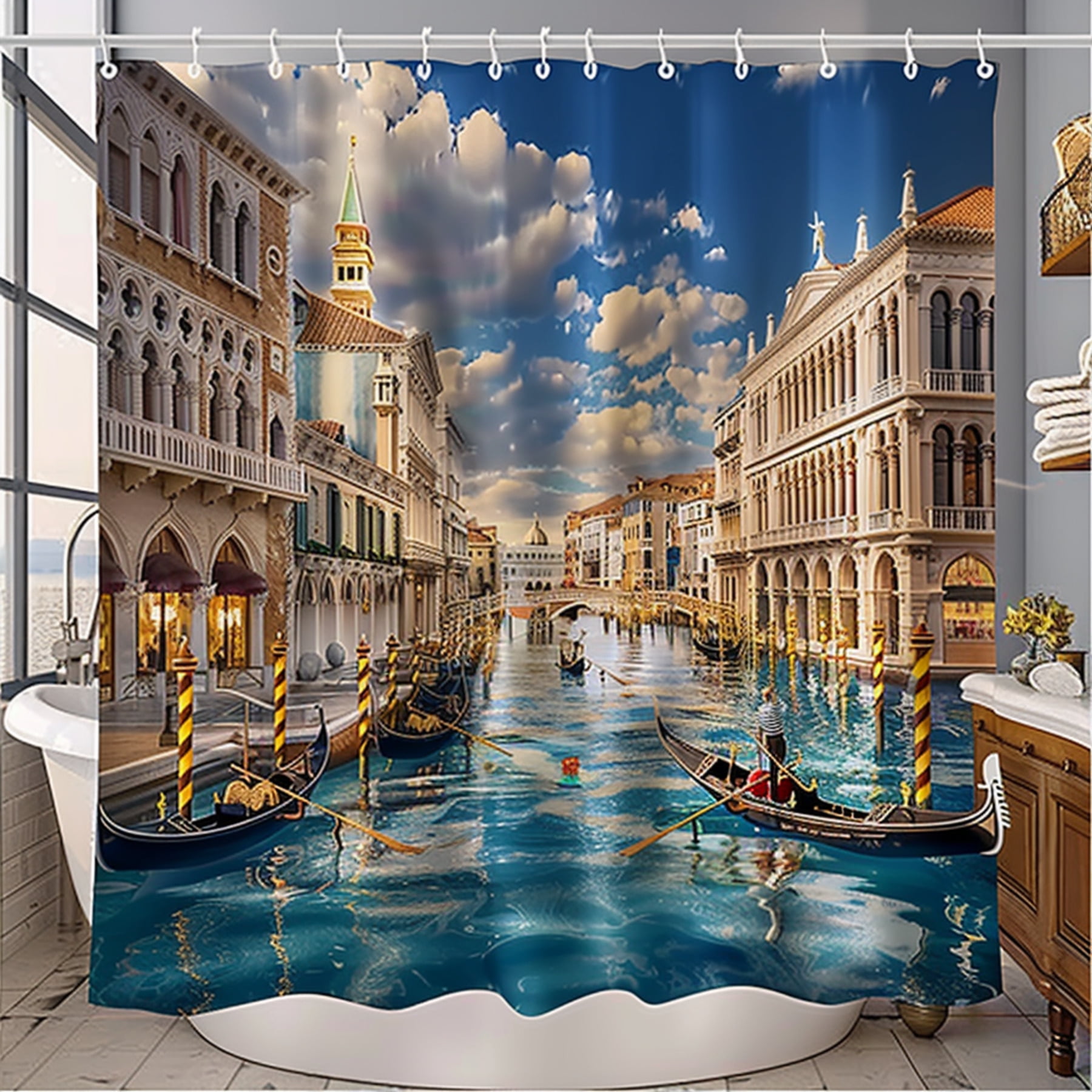 Hyper Realistic Venice Canals Shower Curtain Detailed Architecture ...