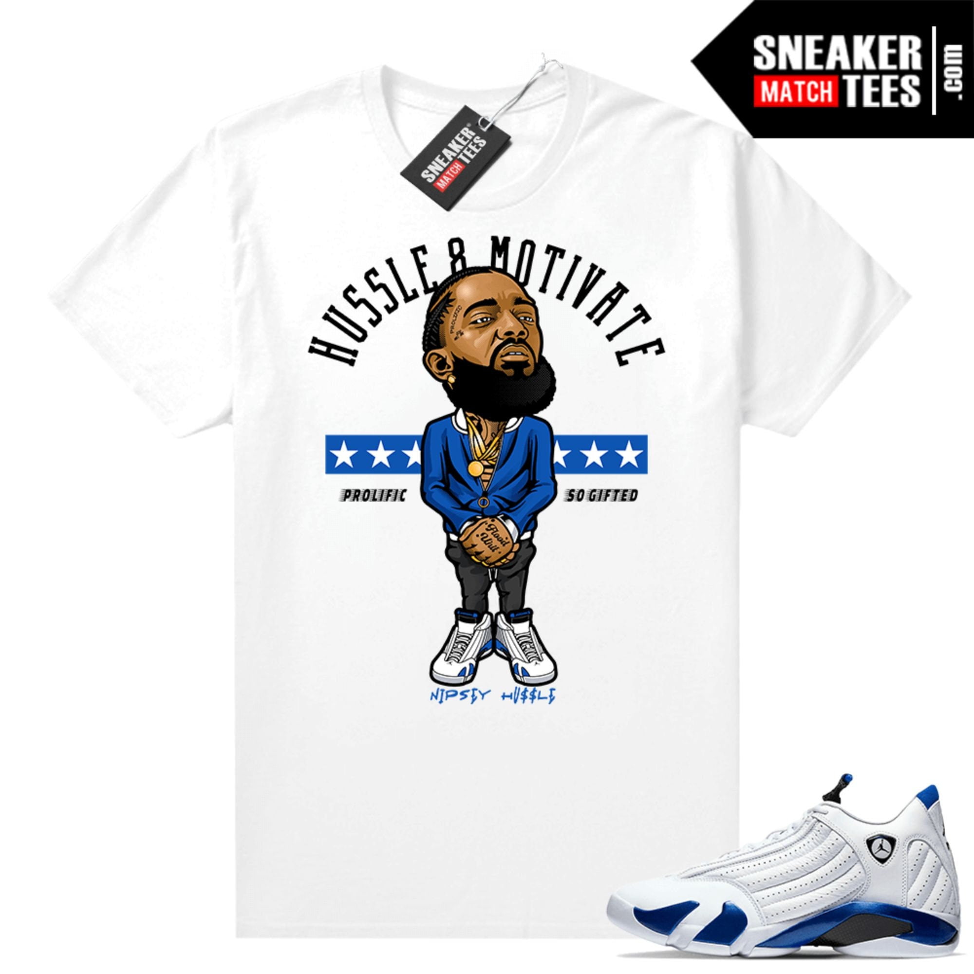 Hyper Royal 14s shirts to match Sneaker Match Tees White "Hussle ...