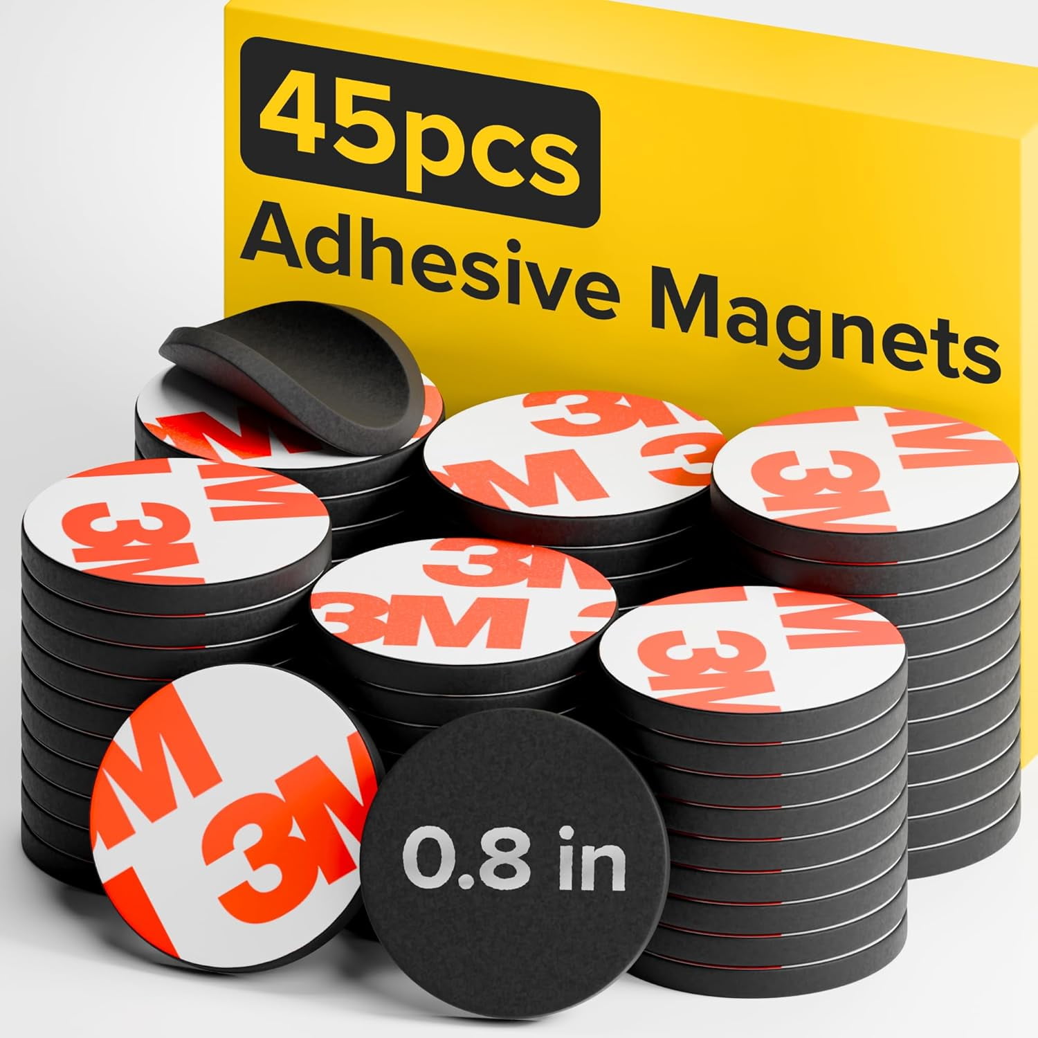 Hyper-Sticky Magnets with Adhesive Backing - 45pcs 0.8"x0.08" Strong ...