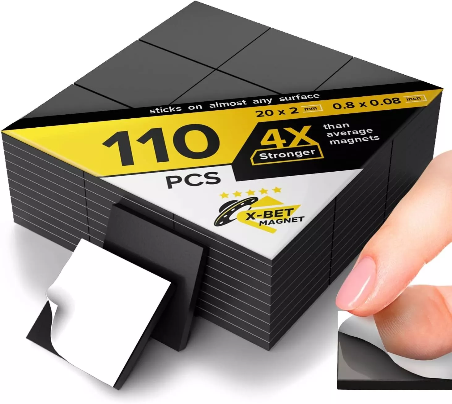 Hyper-Sticky Magnets With Adhesive Backing - Strong Magnetic Squares ...