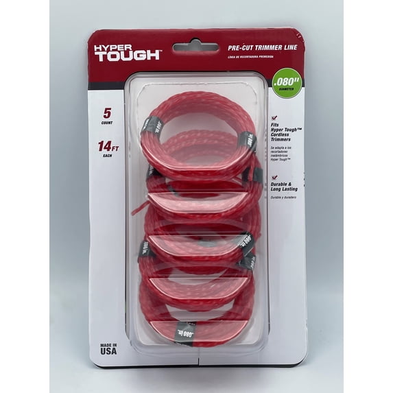 Hyper Tough Nylon Trimmer Line .080 in. x 14 ft. Coil 5 Count Durable ...