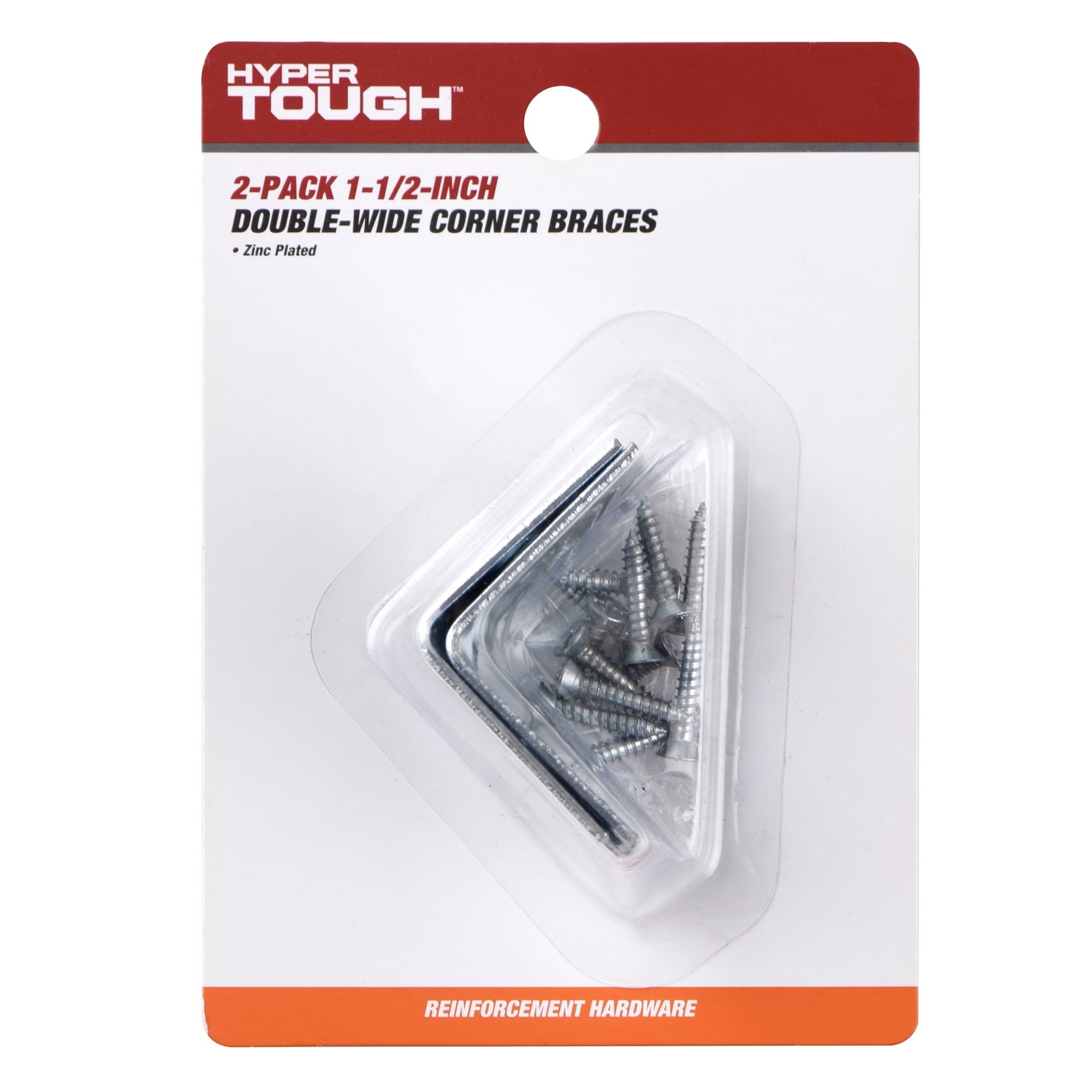 Hyper Tough 1-1/2 in. x 1-1/2 in. Steel Double Wide Corner Brace Zinc ...
